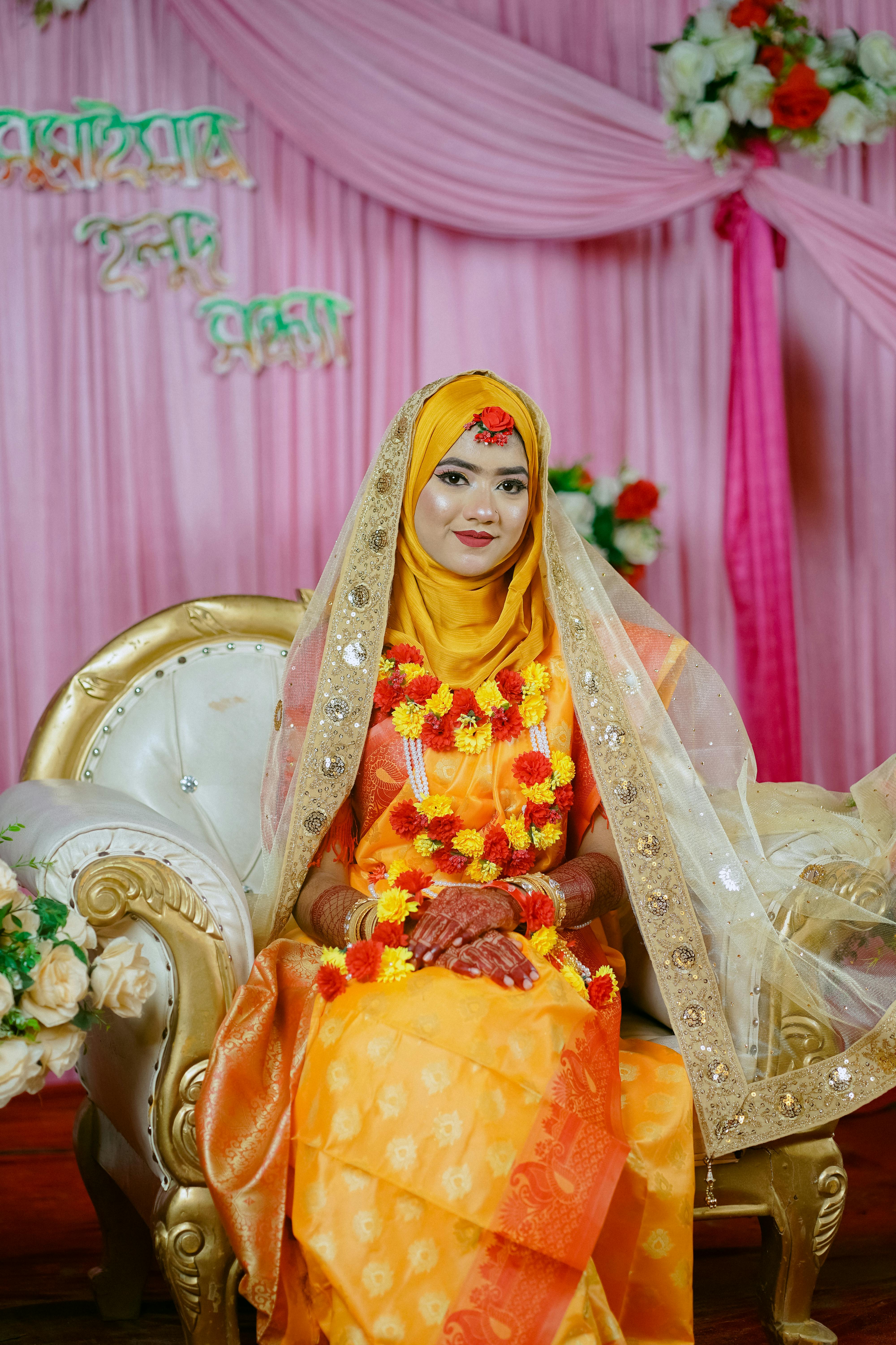 Elegant Bangladeshi Bride at Traditional Wedding · Free Stock Photo