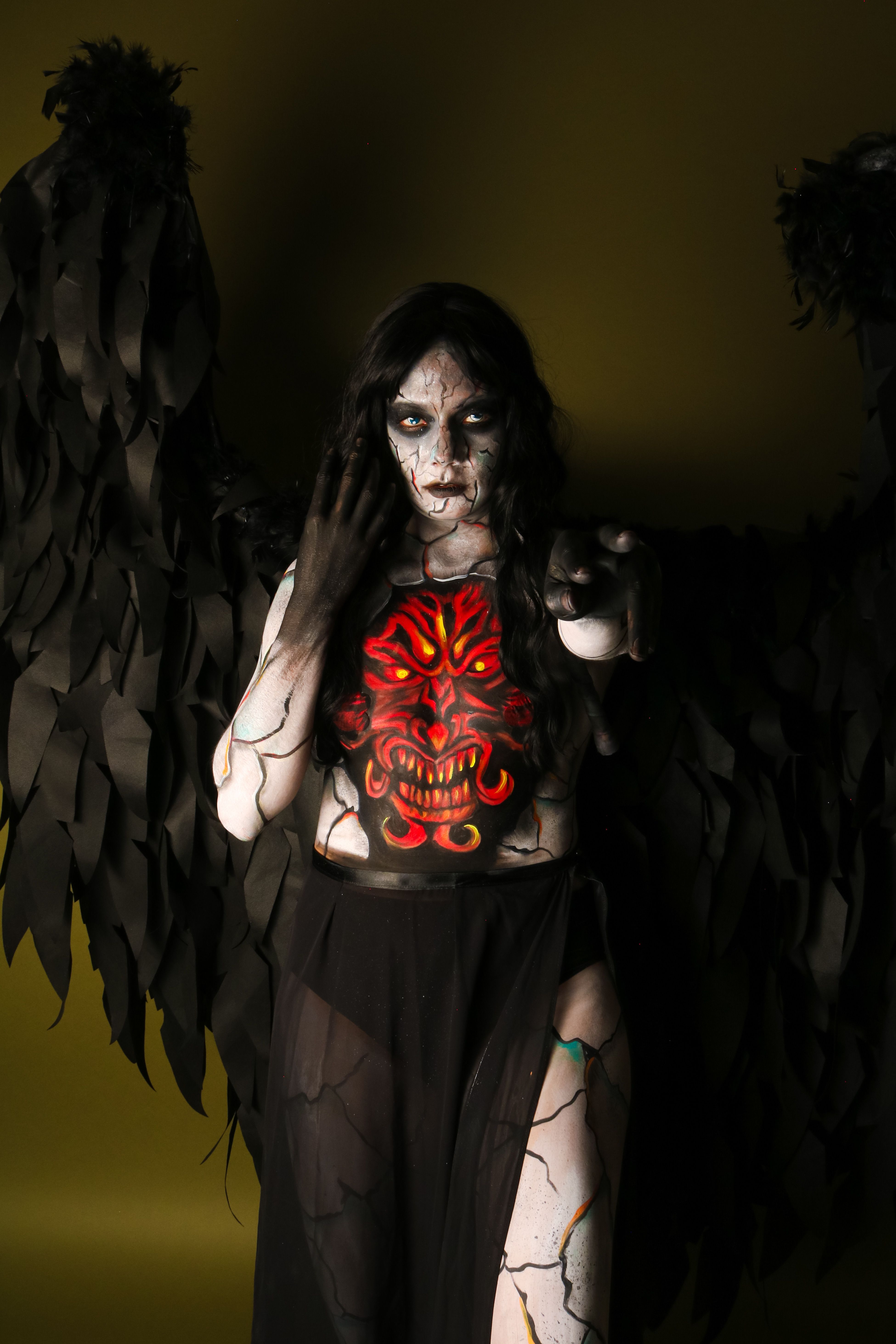 Dark Fantasy Demon Costume with Intricate Body Art · Free Stock Photo