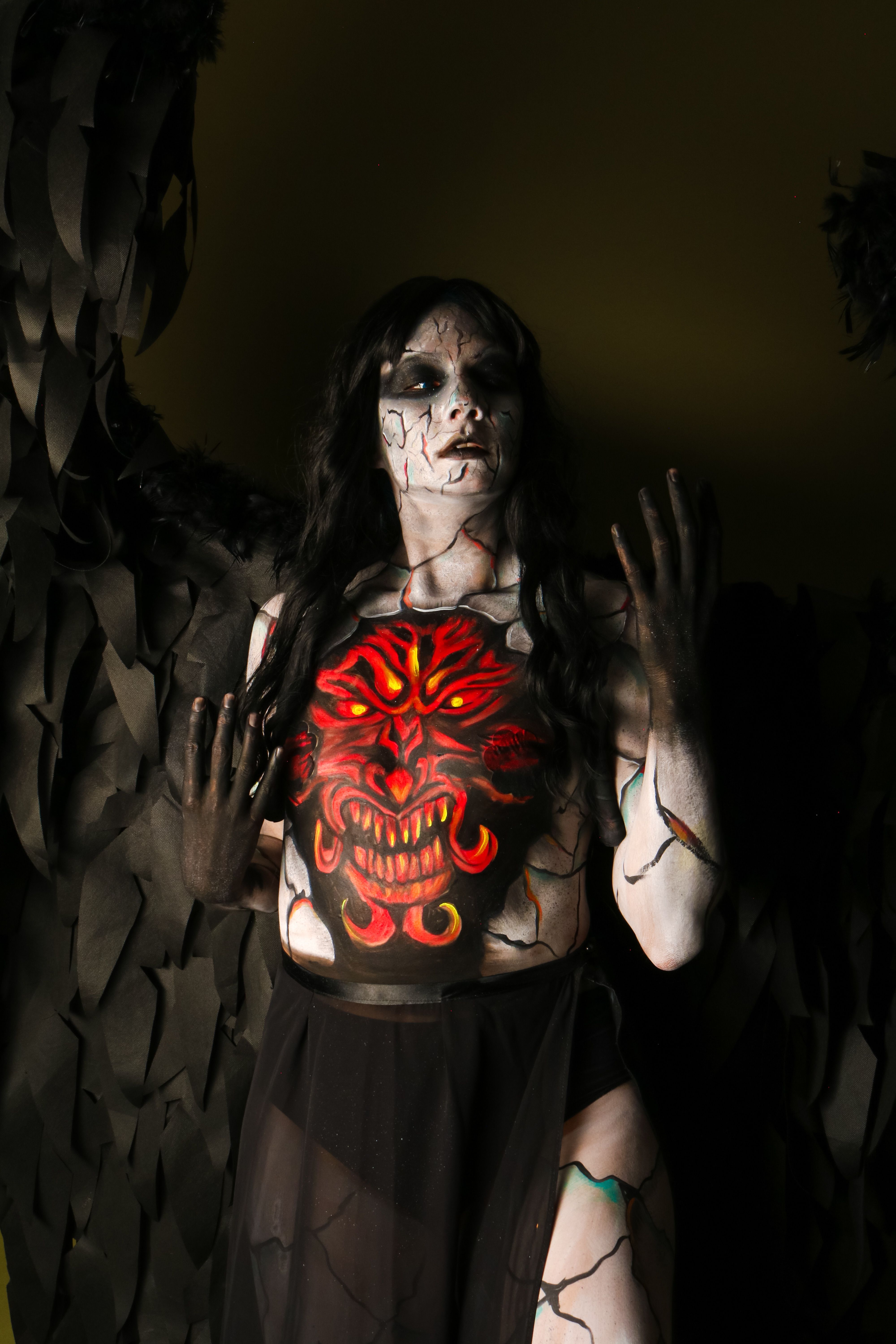 Painted Woman with Demonic Face Body Art · Free Stock Photo