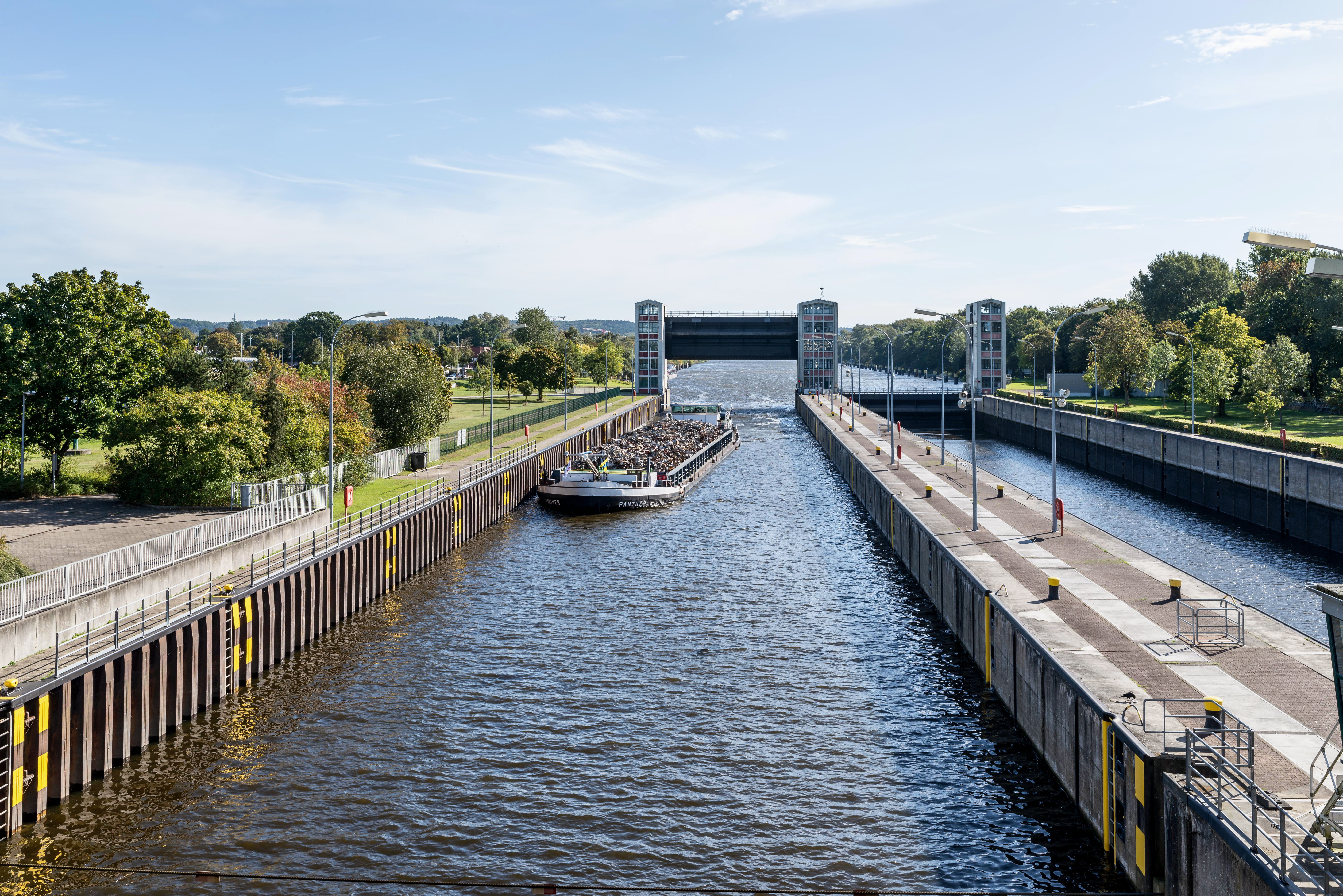 Aerial View of Geesthacht Lock and Freight Transport · Free Stock Photo