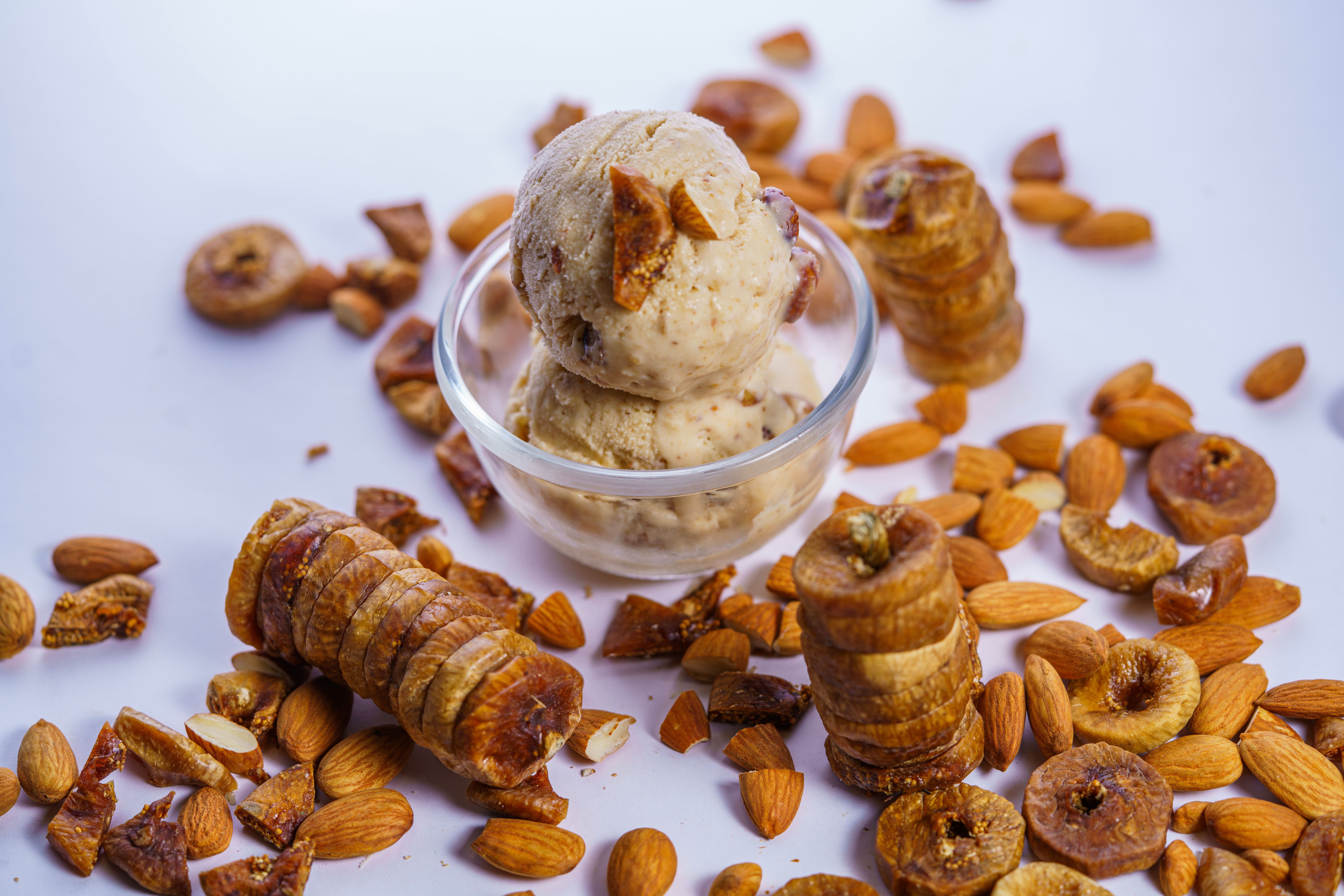 Delicious Almond and Fig Ice Cream Dessert · Free Stock Photo