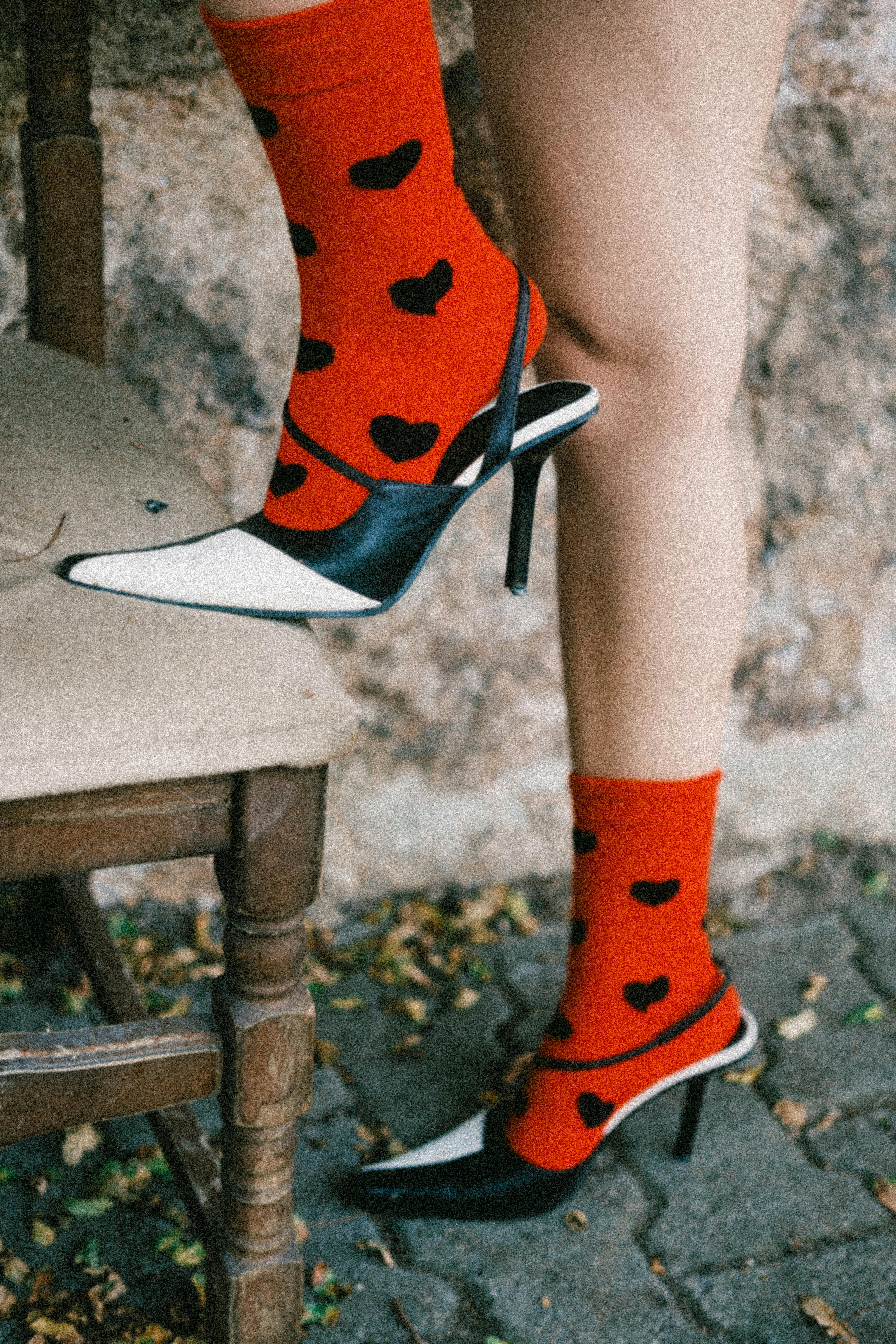 Fashionable Red Heart Socks with High Heels · Free Stock Photo