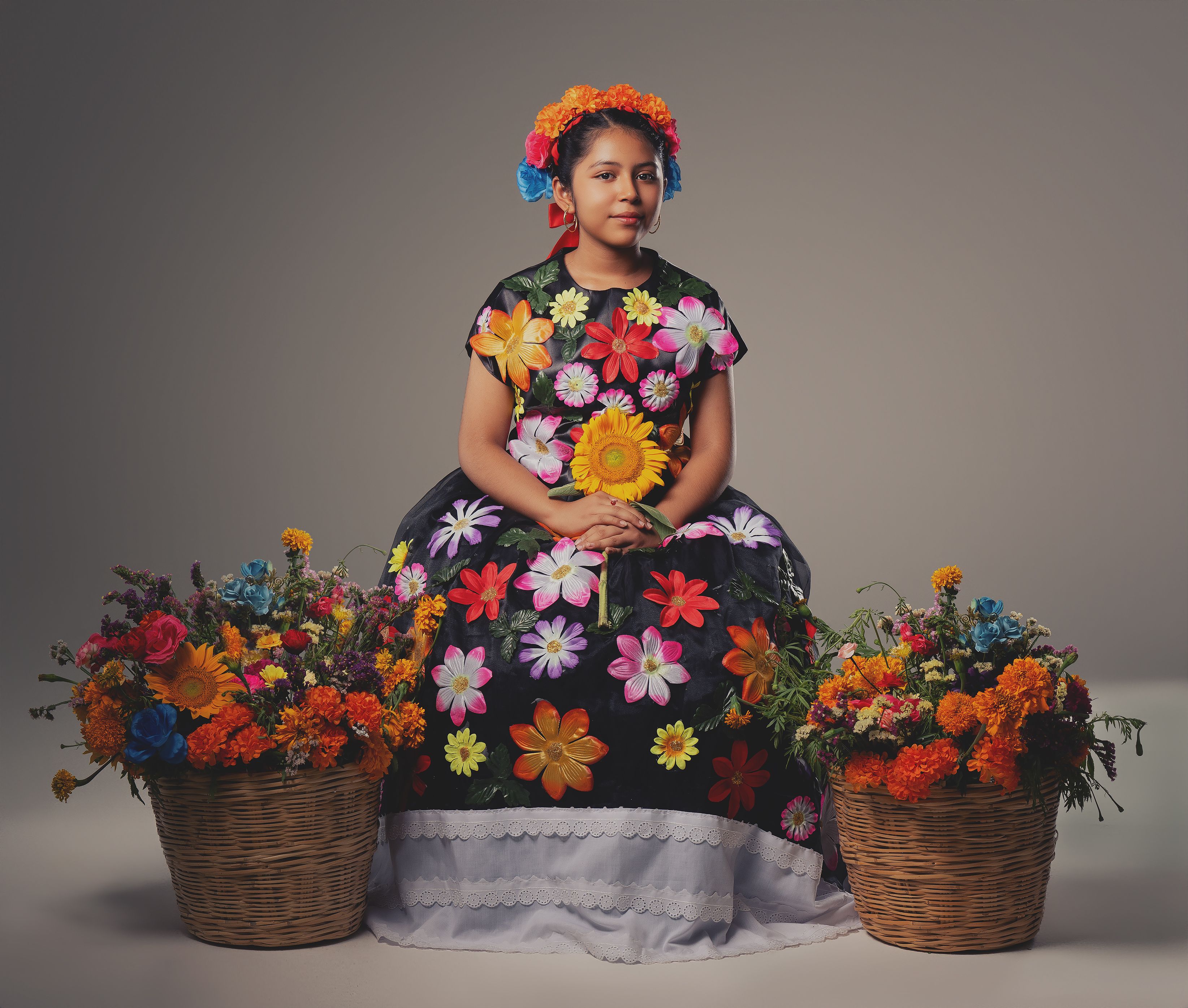 Colorful Portrait of a Young Girl in Traditional Oaxaca Attire · Free ...