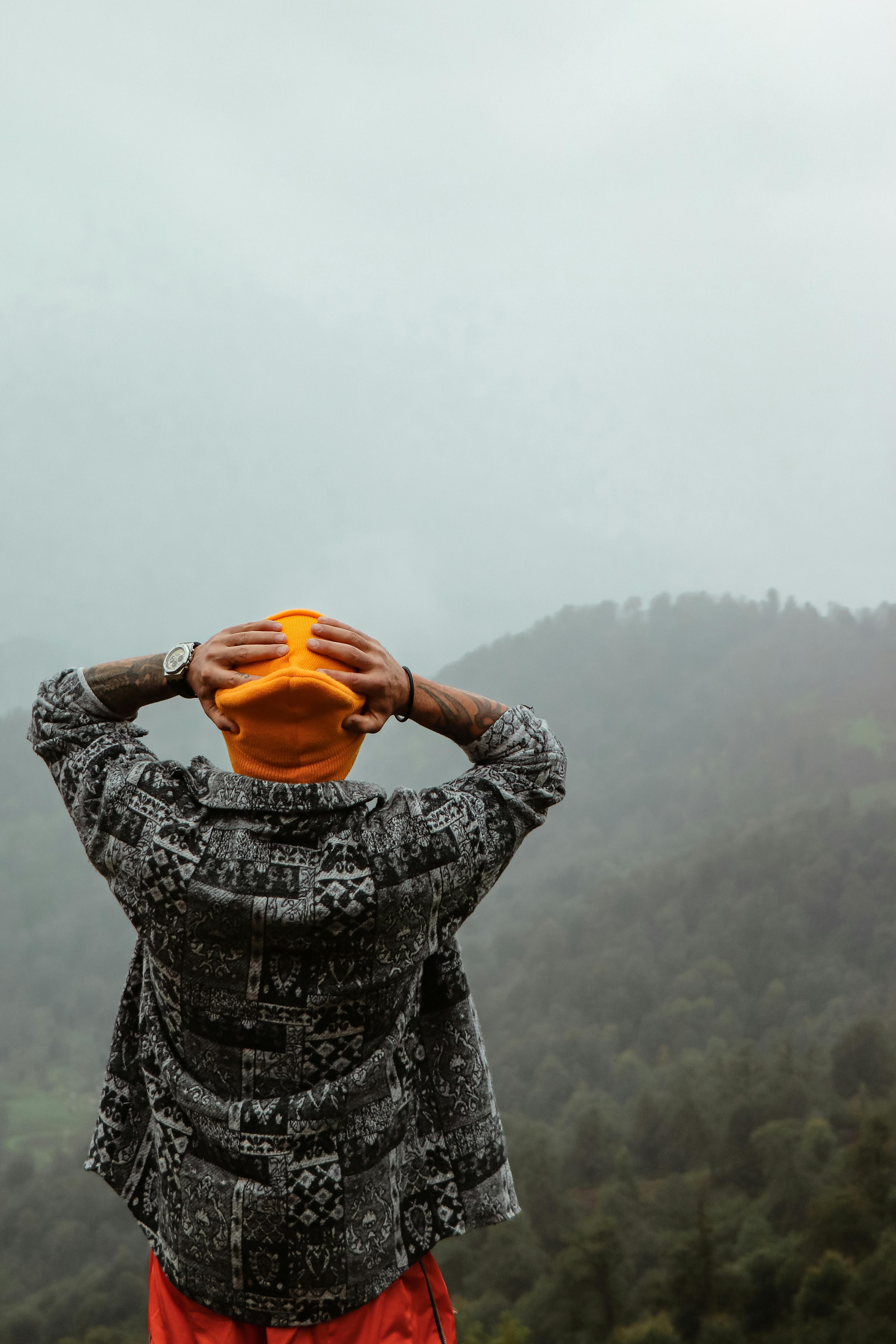 Man Enjoying Misty Mountain View in Masal, Iran · Free Stock Photo