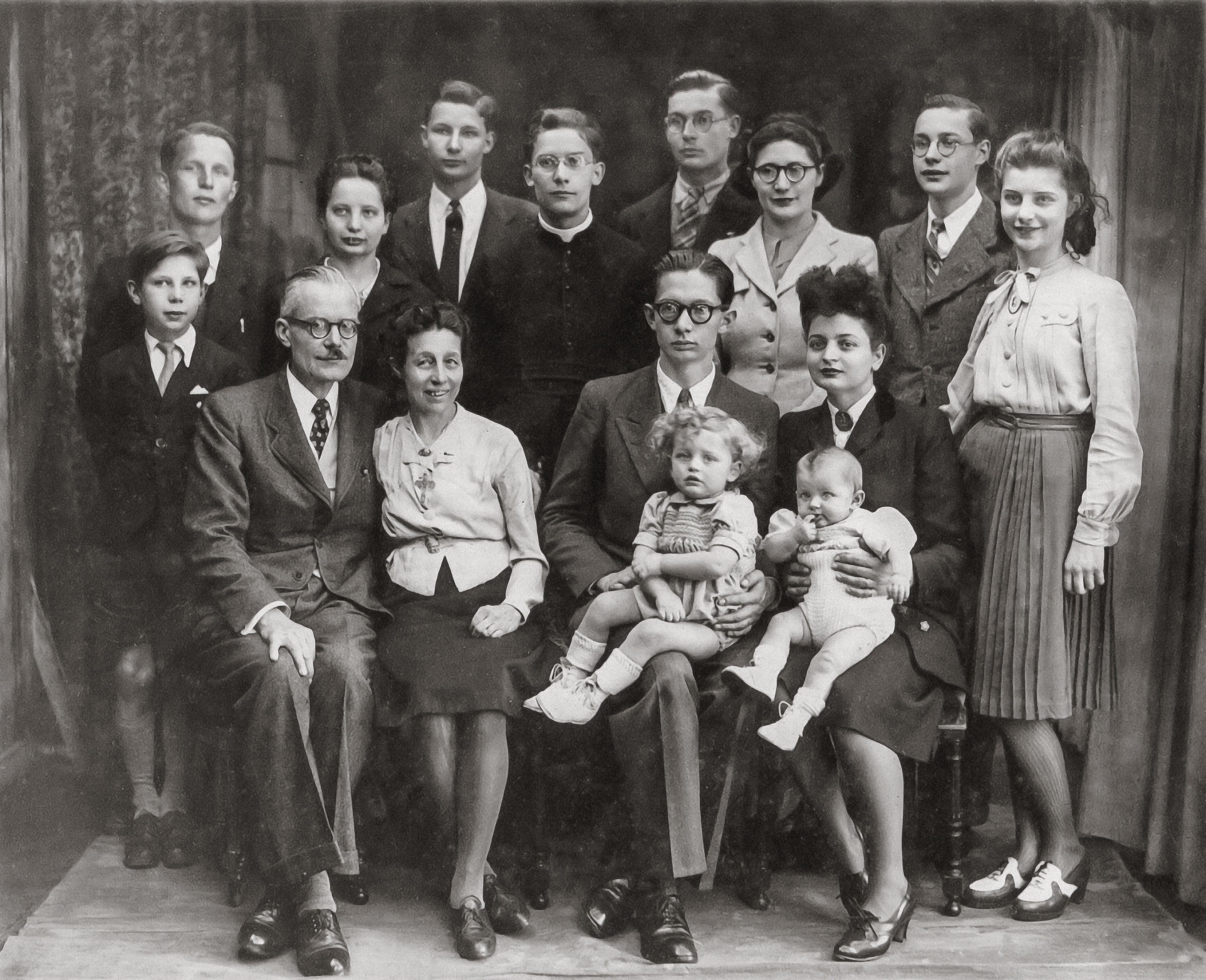 Group of People Posing Together on Vintage Photo · Free Stock Photo