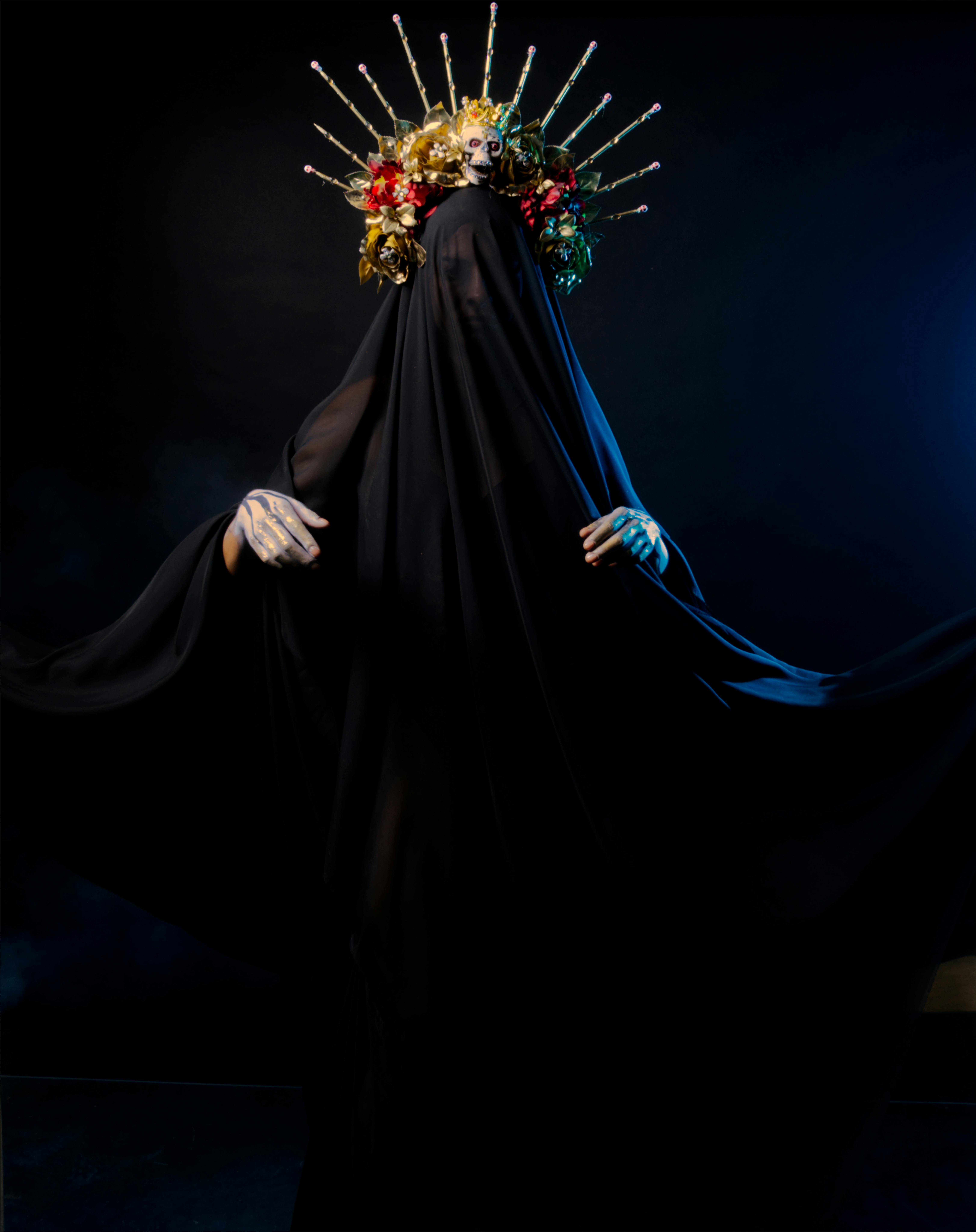 Mysterious Veiled Figure with Ornate Headdress · Free Stock Photo