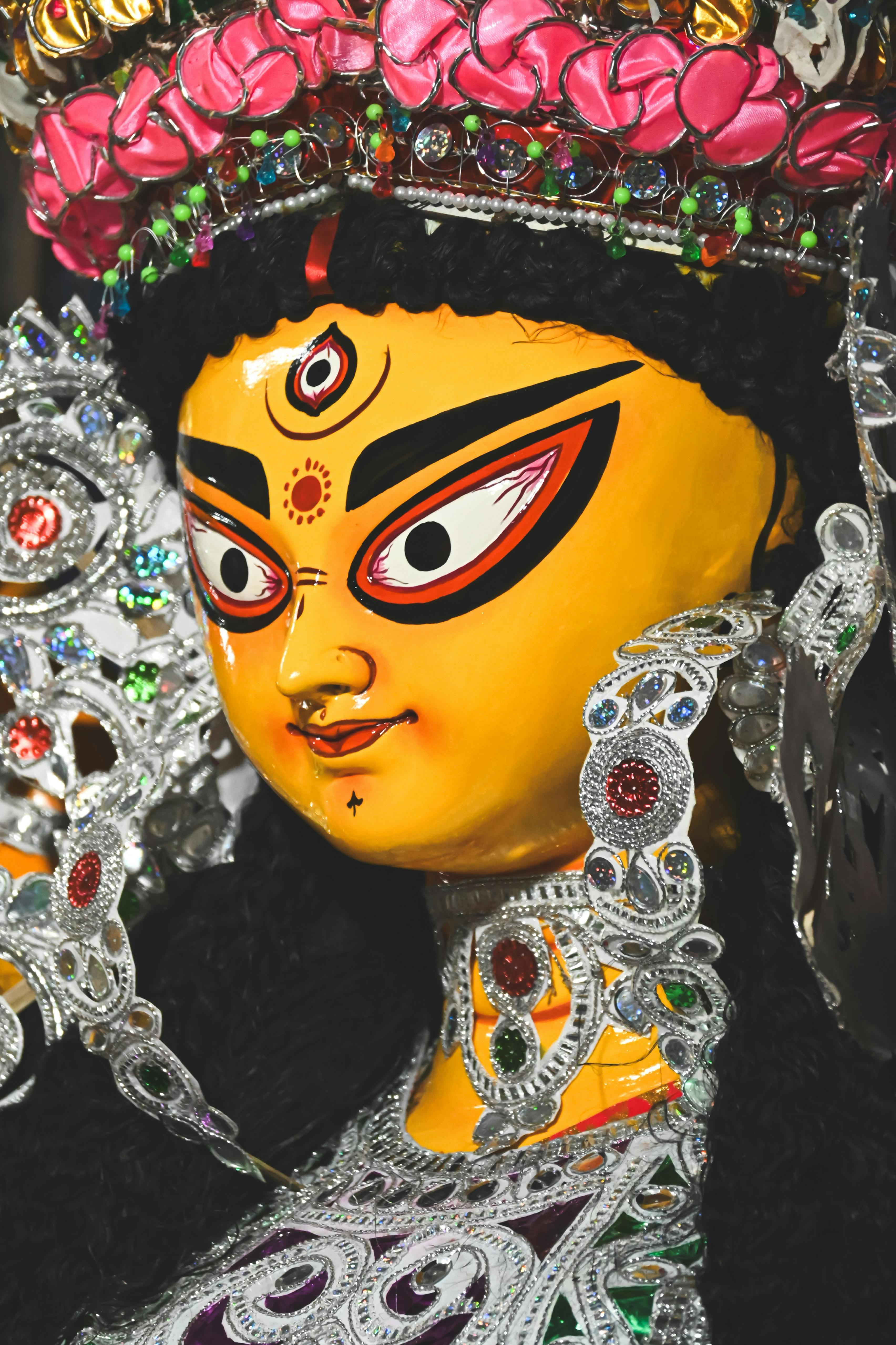 Intricate Durga Idol at Durga Puja Festival · Free Stock Photo