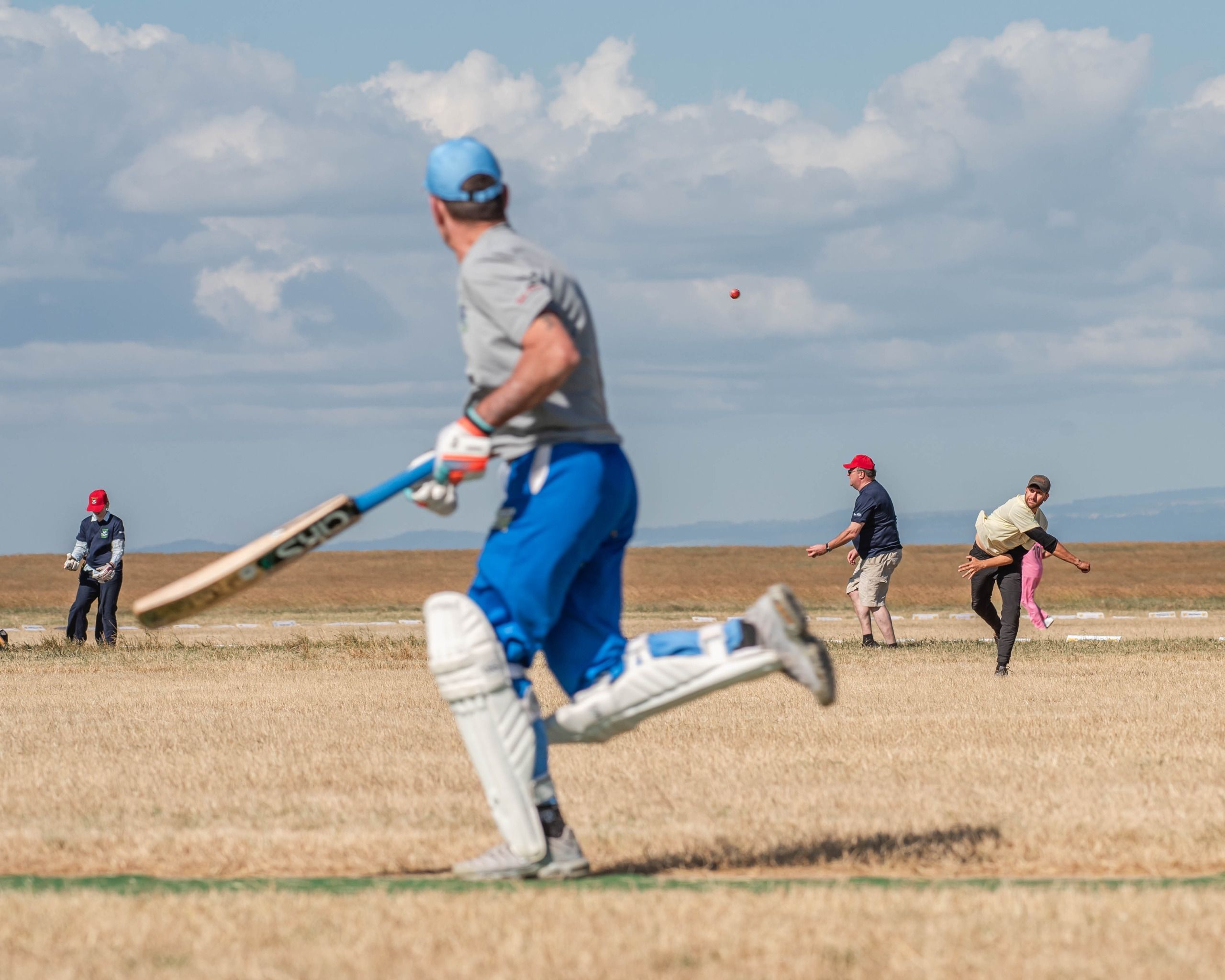 Outdoor Cricket Match in Action on Sunny Day · Free Stock Photo
