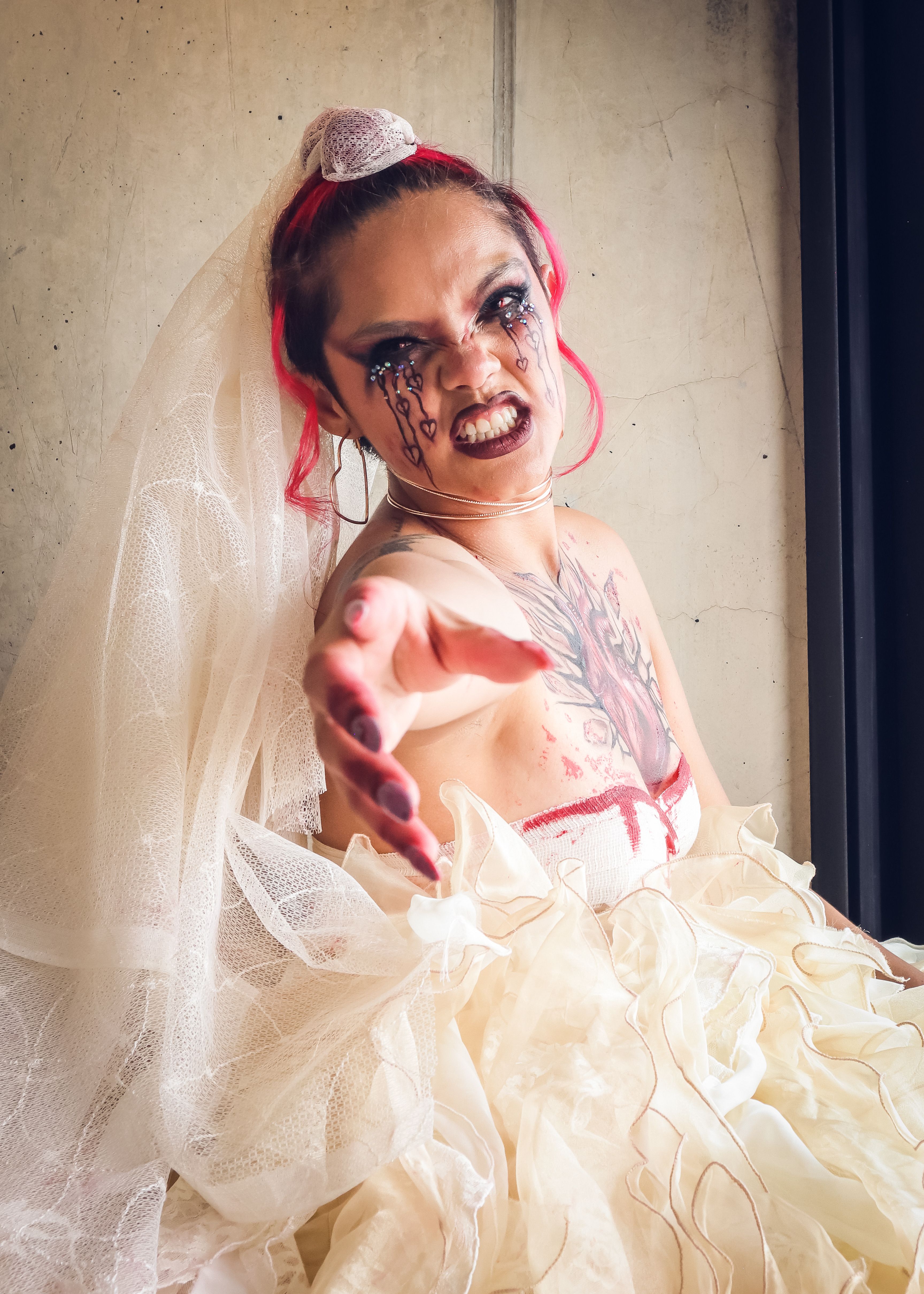 Fierce Halloween Bride with Dramatic Makeup · Free Stock Photo