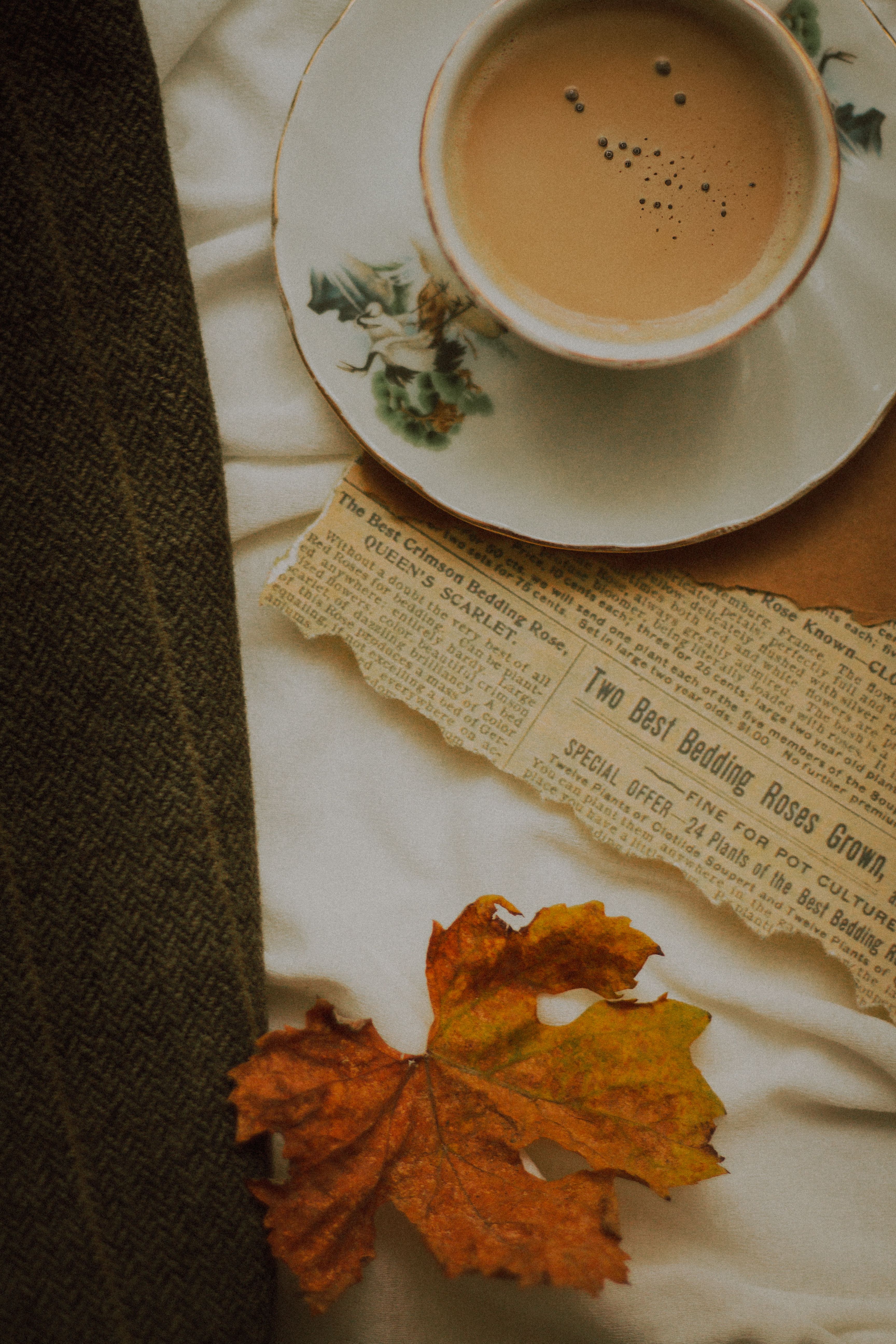 Cozy Autumn Still Life with Coffee and Newspaper · Free Stock Photo