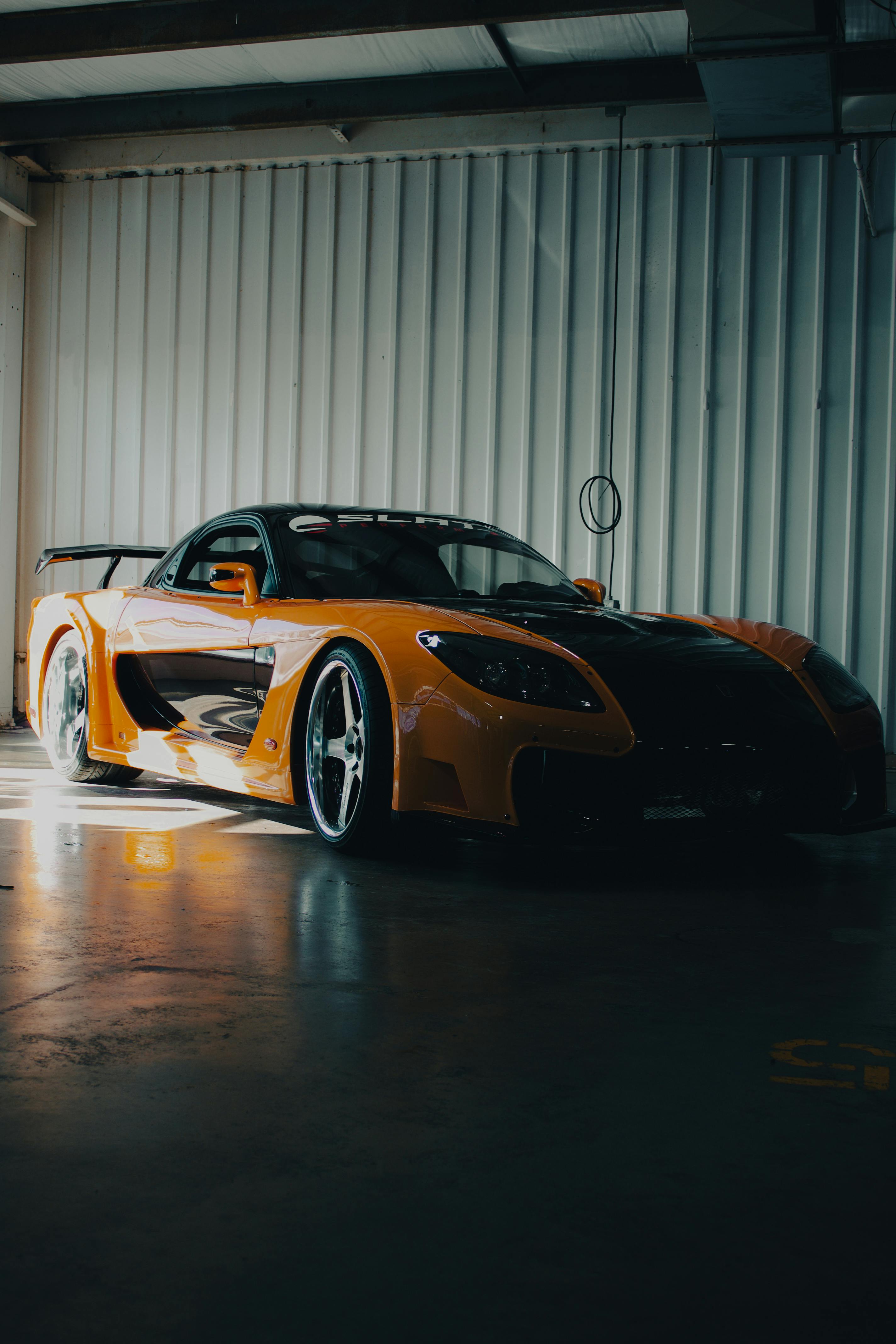 Stunning Mazda RX-7 with Veilside Kit in Garage · Free Stock Photo