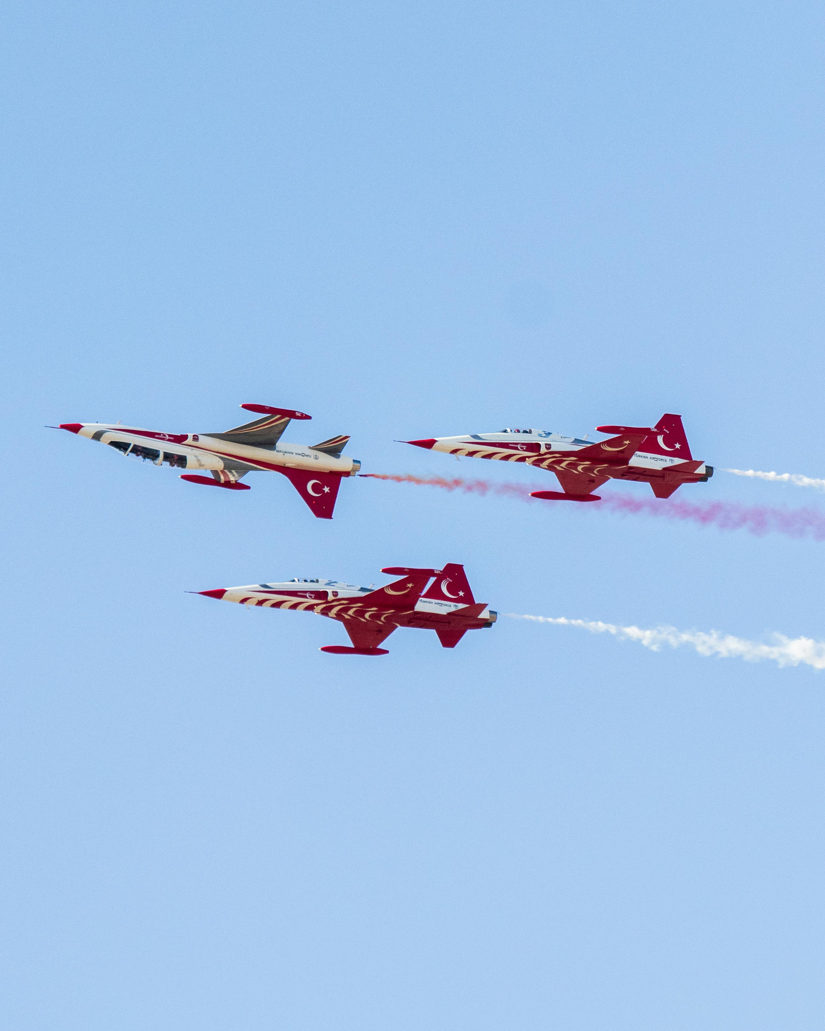 Turkish Air Force Jet Formation in Blue Sky · Free Stock Photo