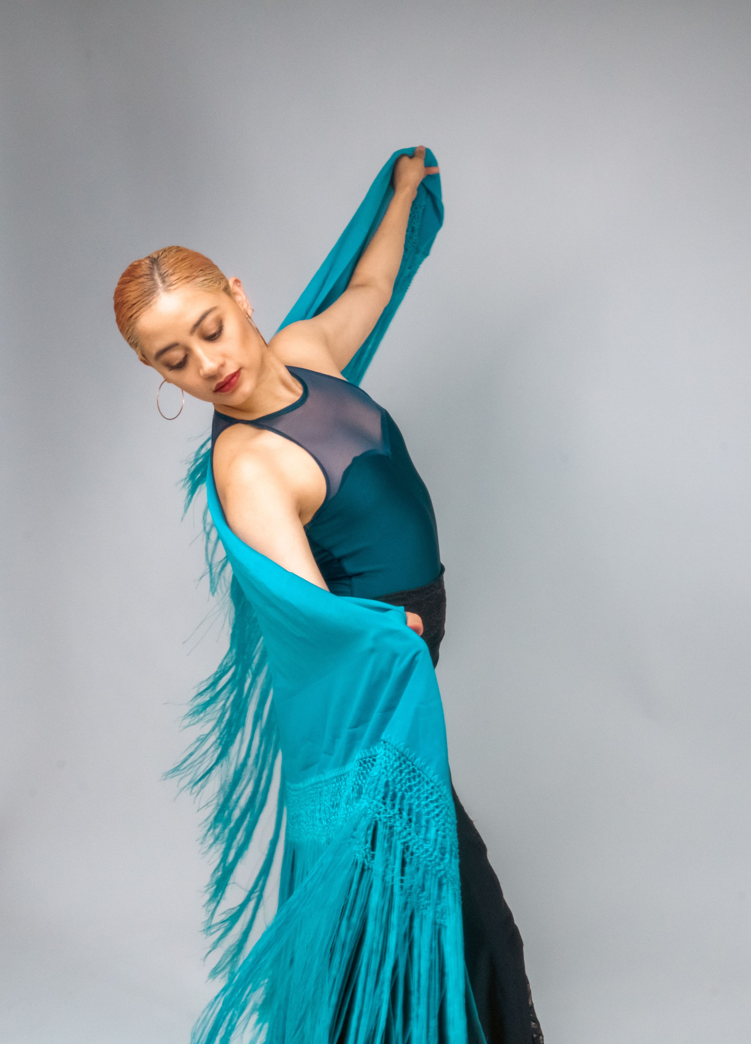 Elegant Dancer in Blue Flamenco Pose · Free Stock Photo