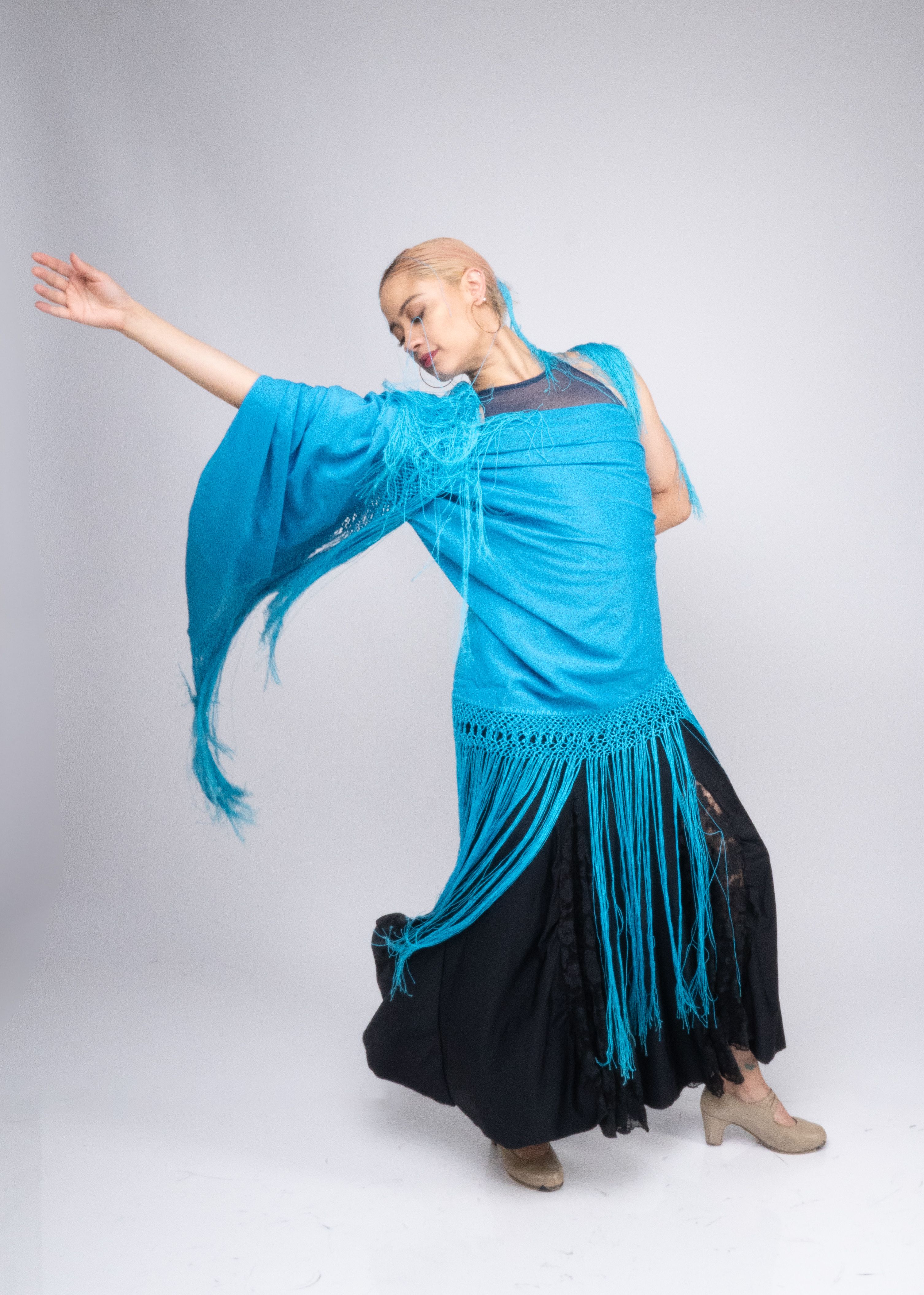 Flamenco Dancer in Blue and Black Ensemble · Free Stock Photo