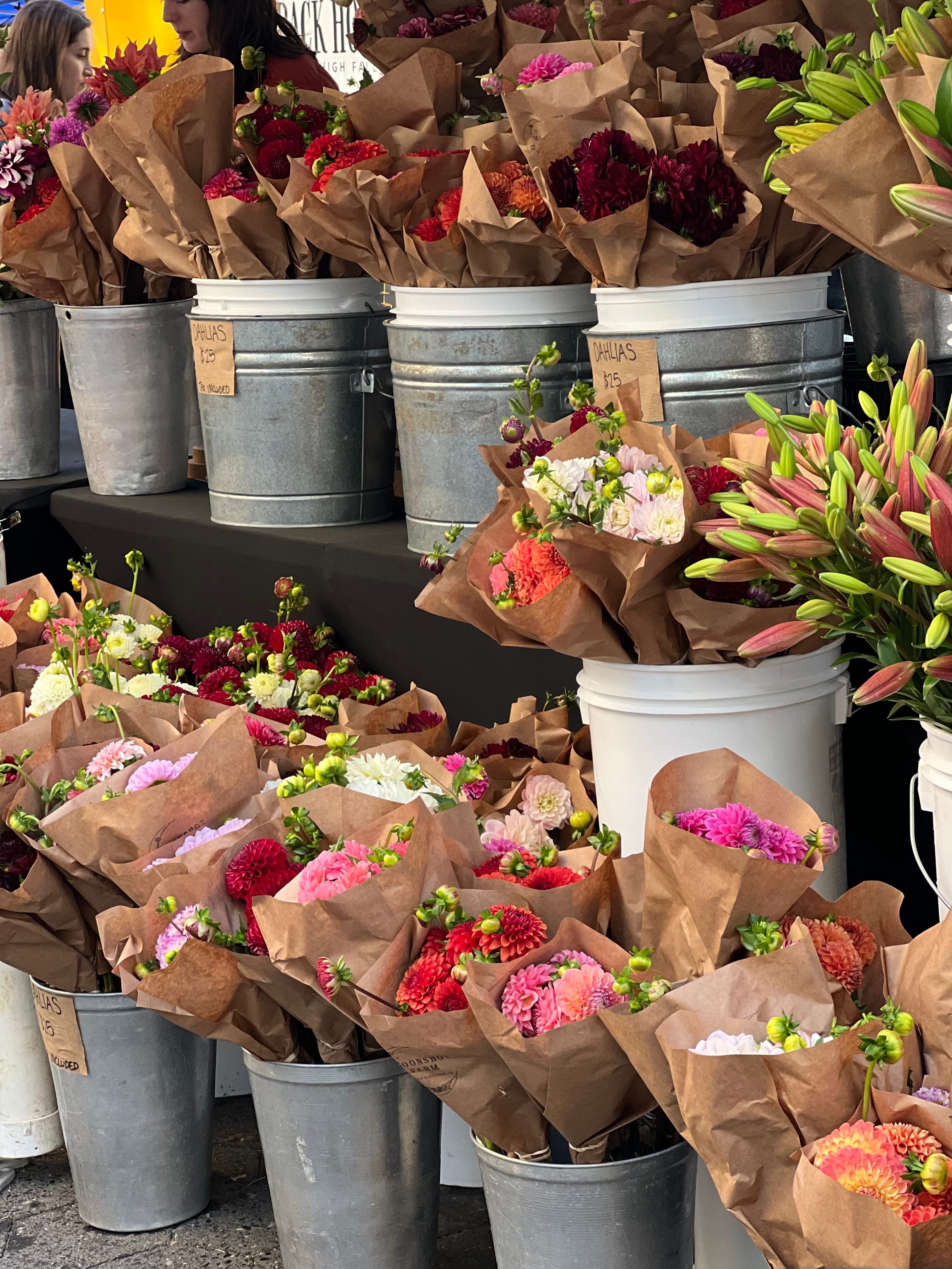 Colorful Flower Bouquets at Outdoor Market · Free Stock Photo