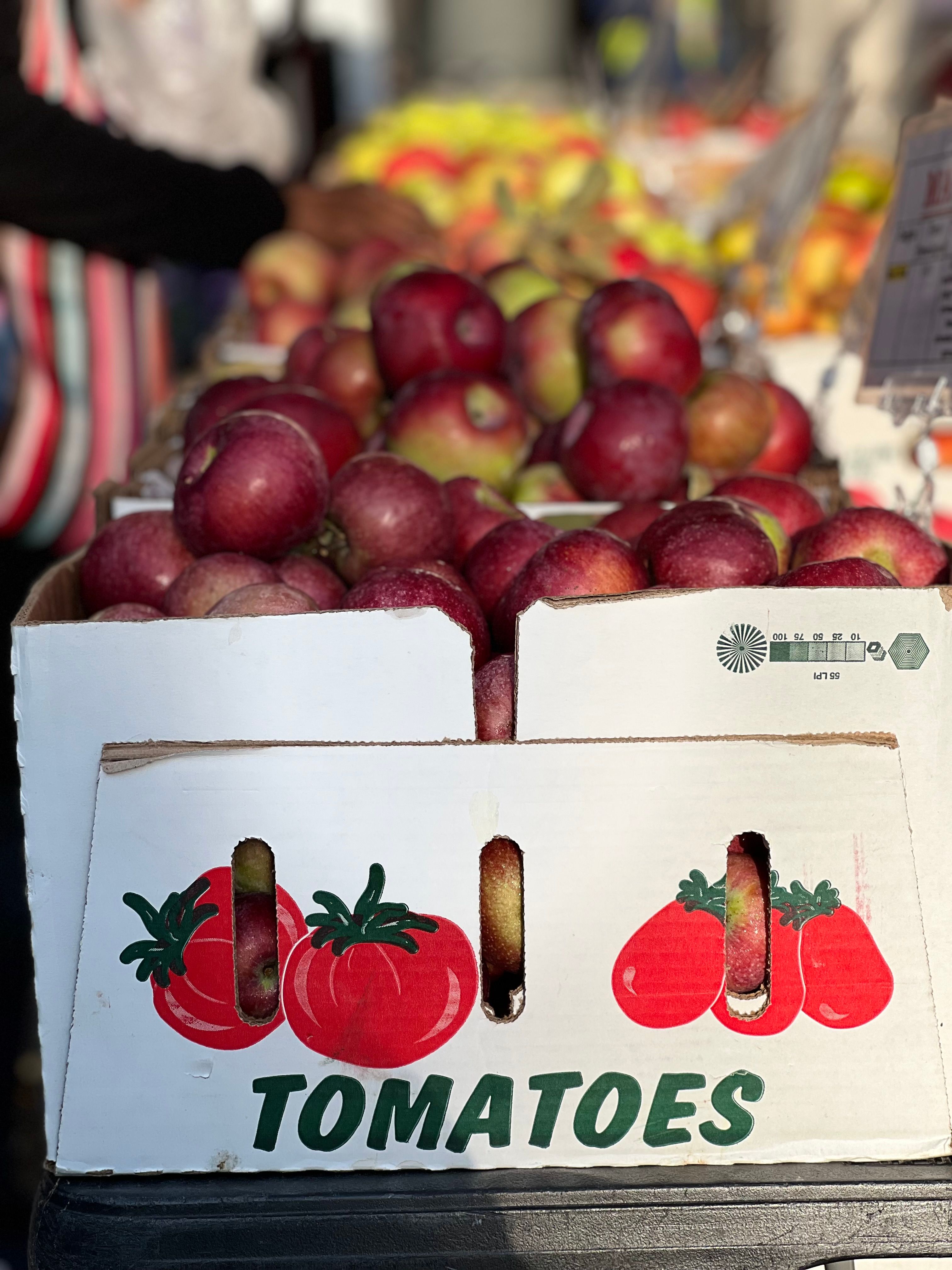 Fresh Red Apples in Market Box Close-up · Free Stock Photo