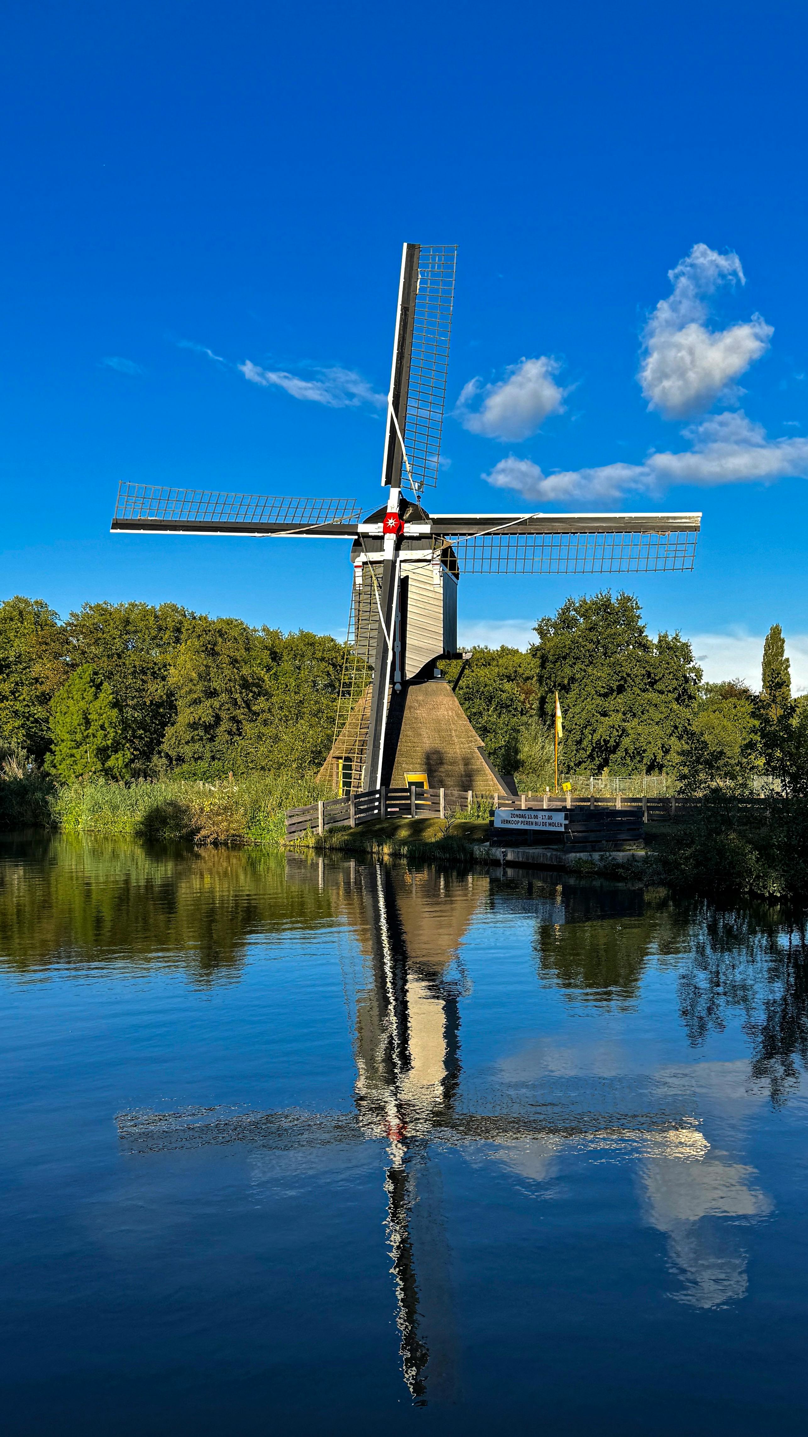 Historic Dutch Windmill in Utrecht Reflection · Free Stock Photo