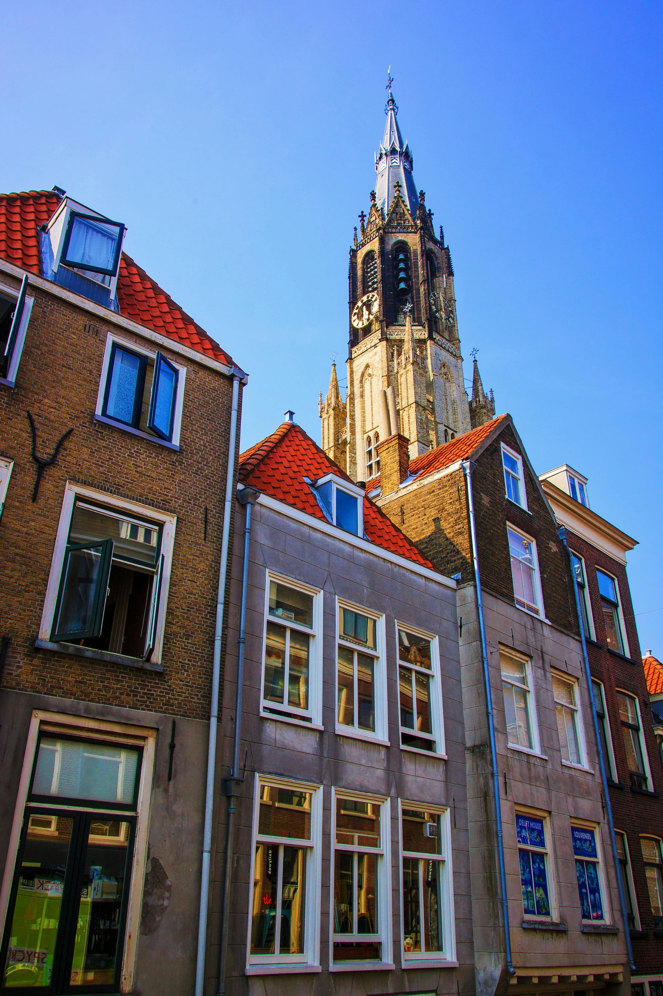 Scenic View of Delft's Iconic Church Tower · Free Stock Photo