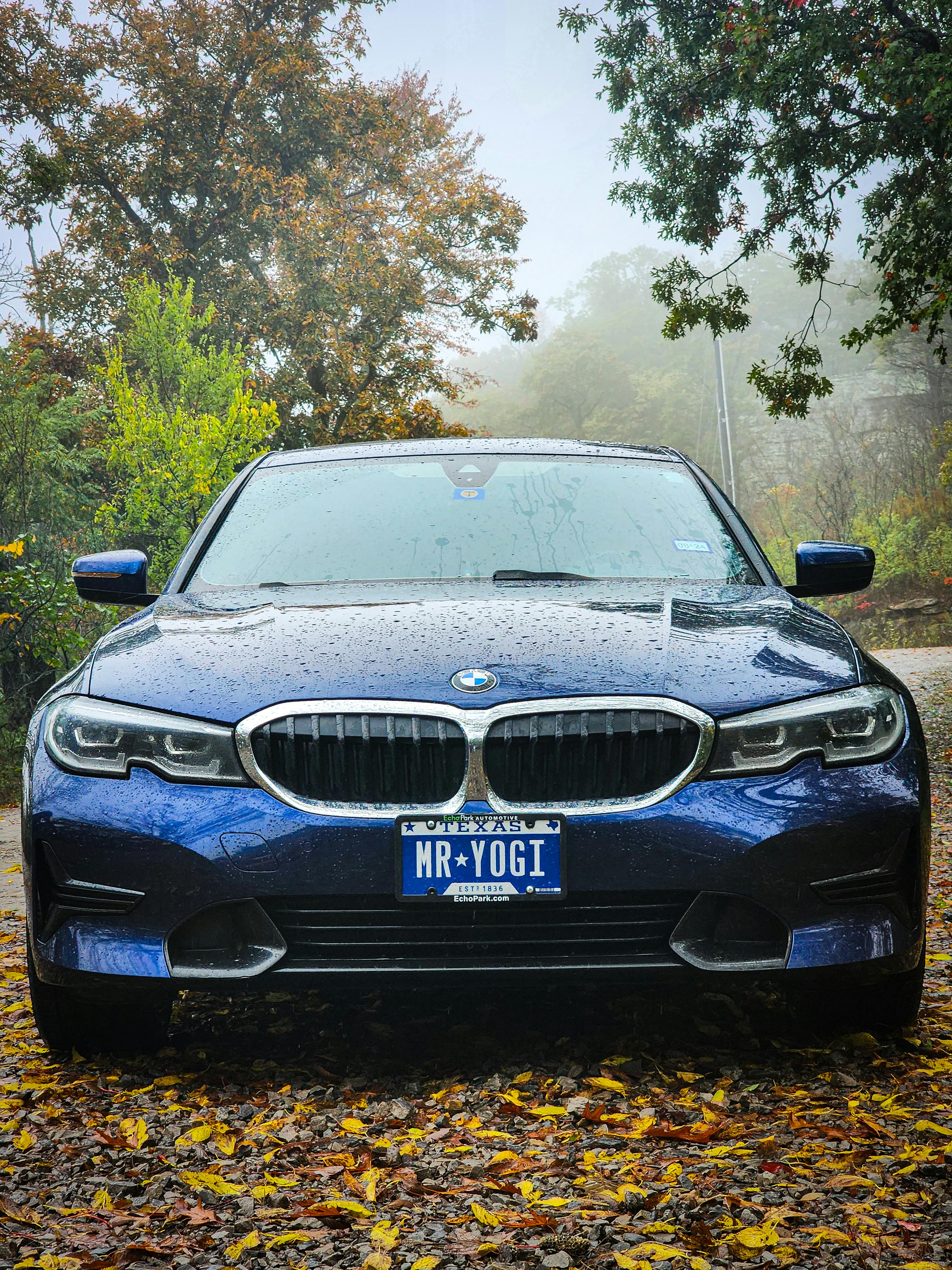 BMW 3 Series on a Rainy Autumn Day · Free Stock Photo