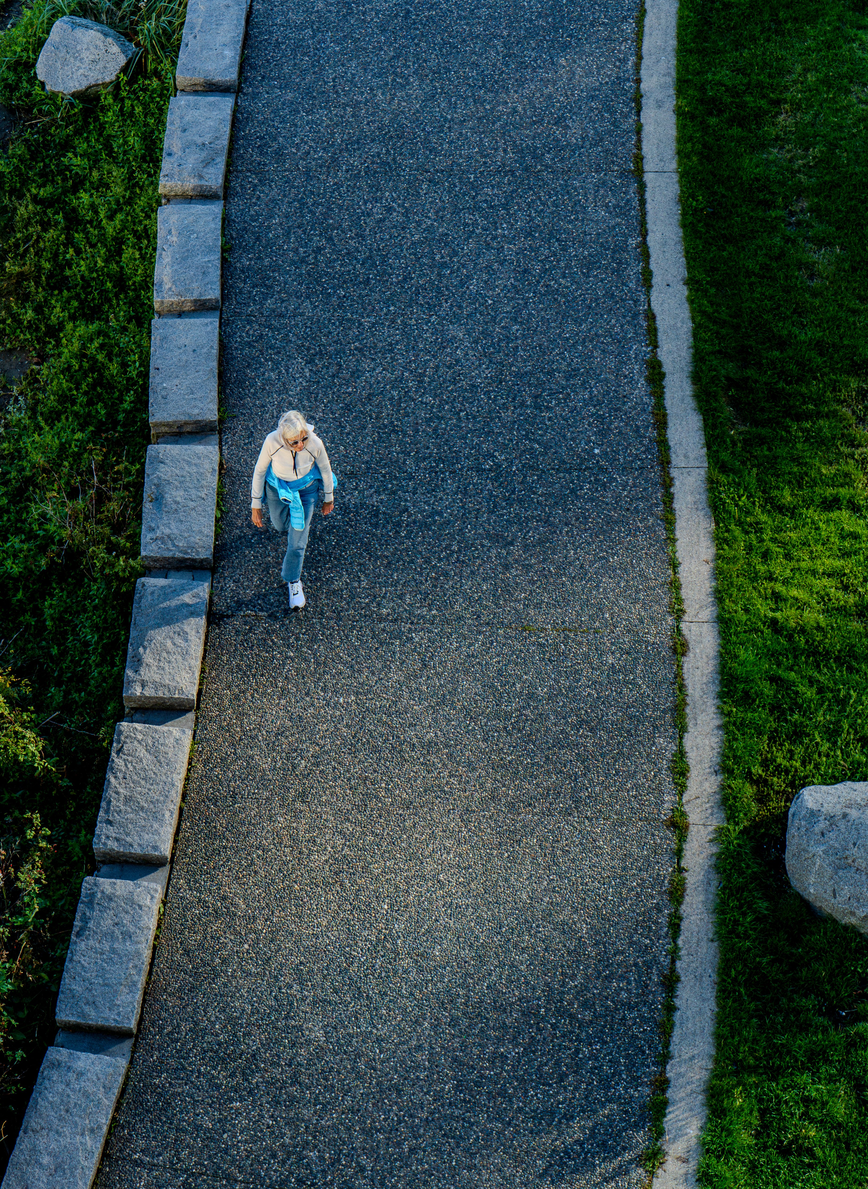 Aerial View of Person Walking on Scenic Pathway · Free Stock Photo