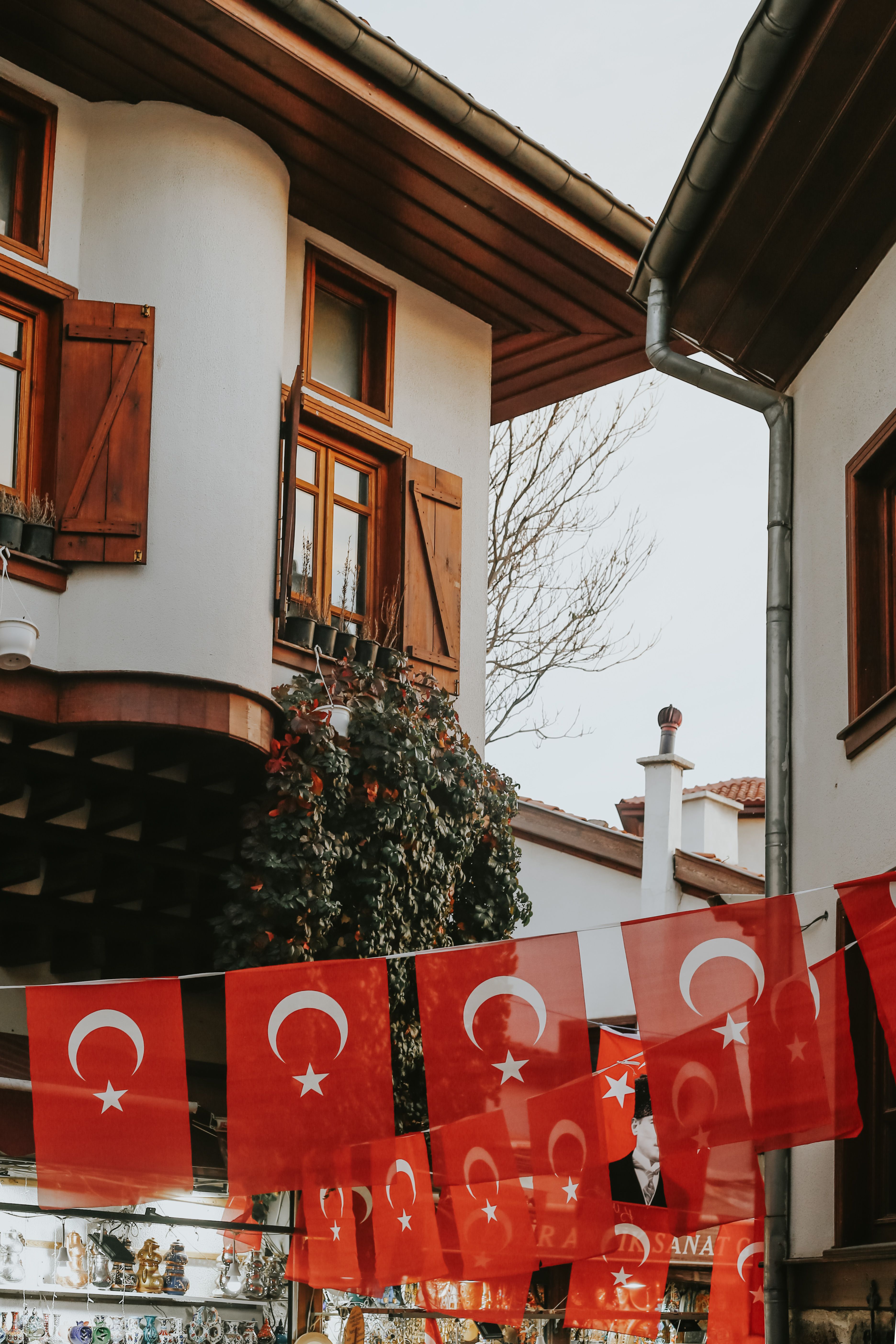 Turkish Flags Displayed Decor on Historic Buildings · Free Stock Photo