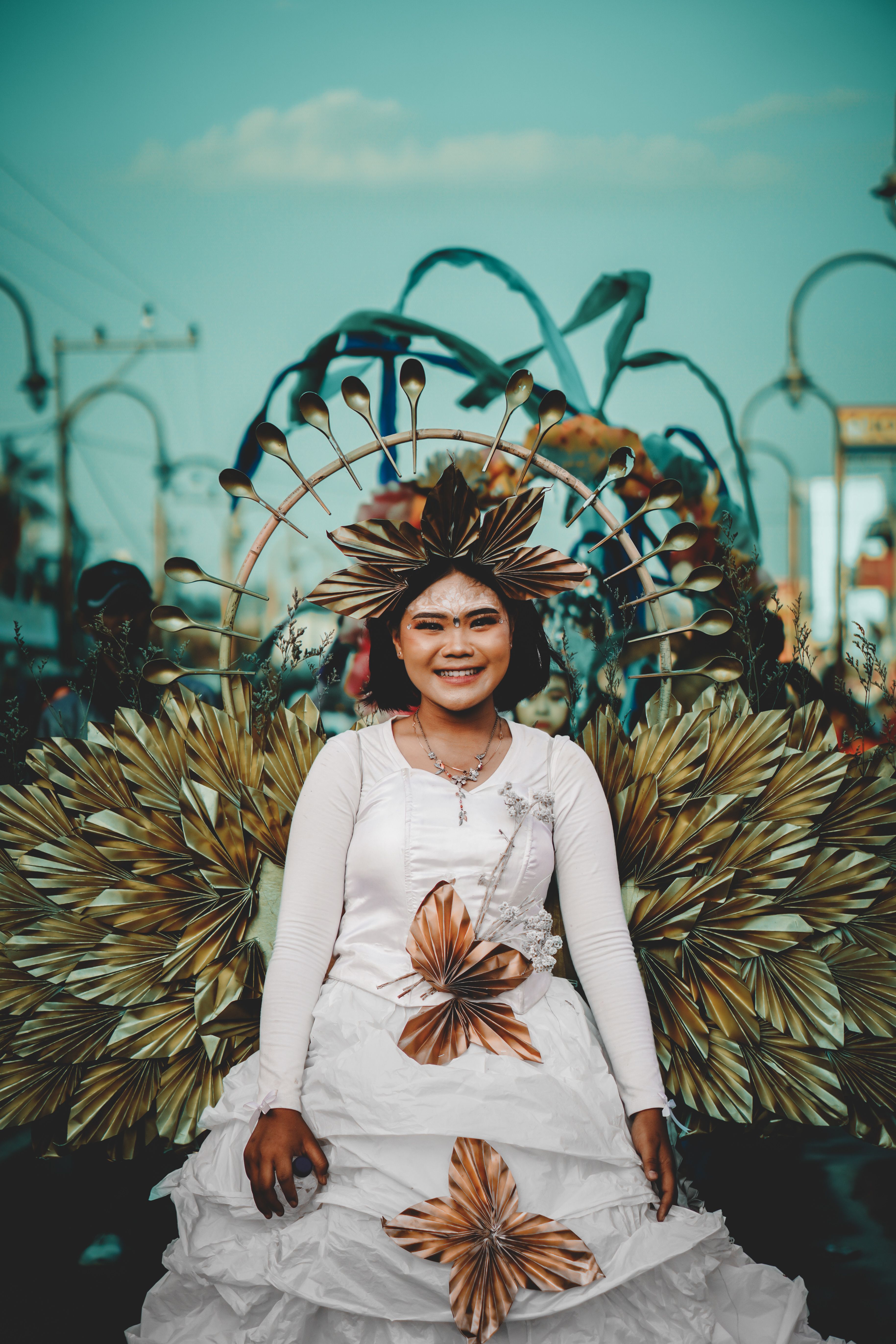 Colorful Carnival Costume Portrait Outdoors · Free Stock Photo