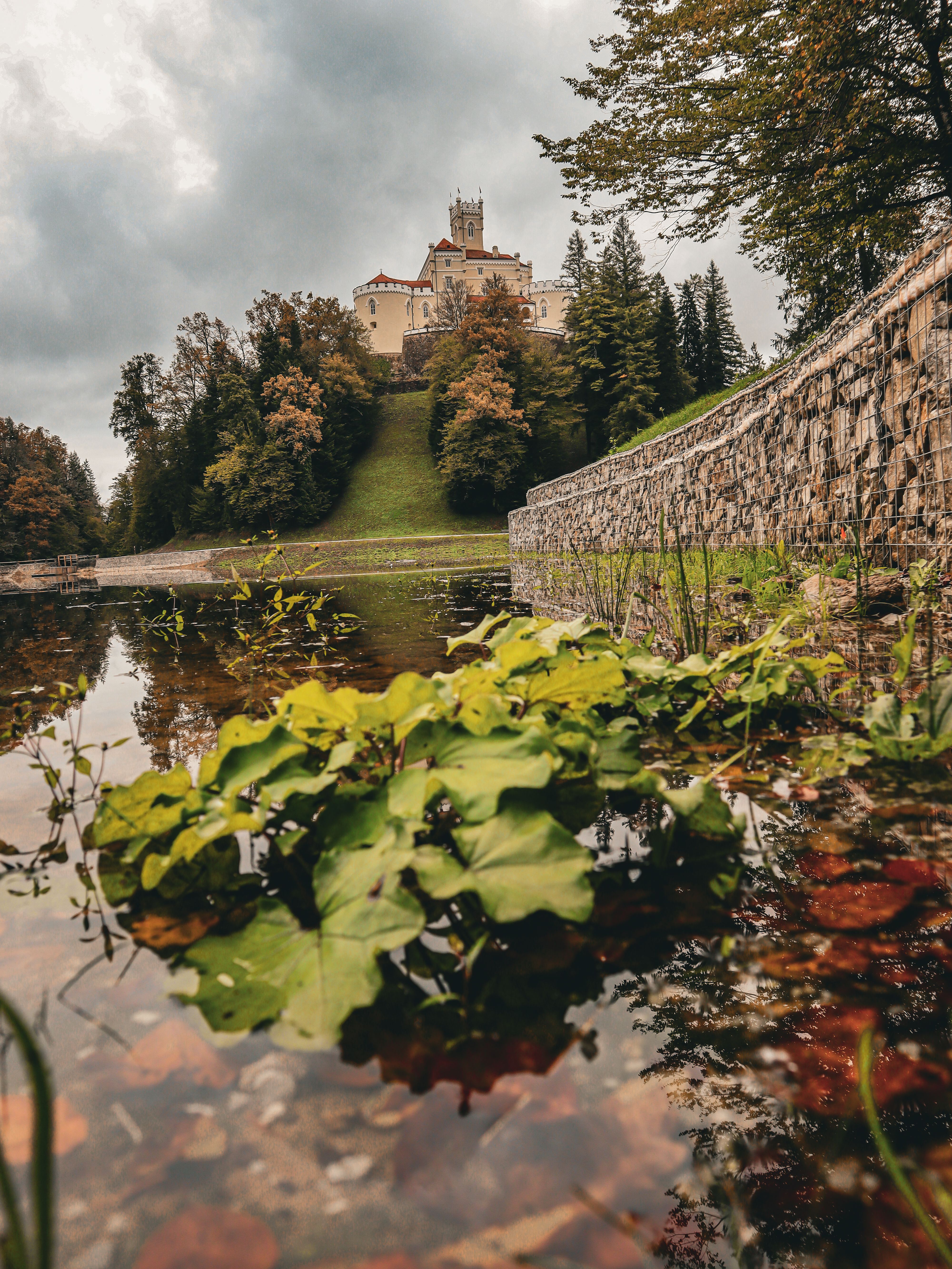 Enchanting Castle Reflecting in Serene Pond · Free Stock Photo