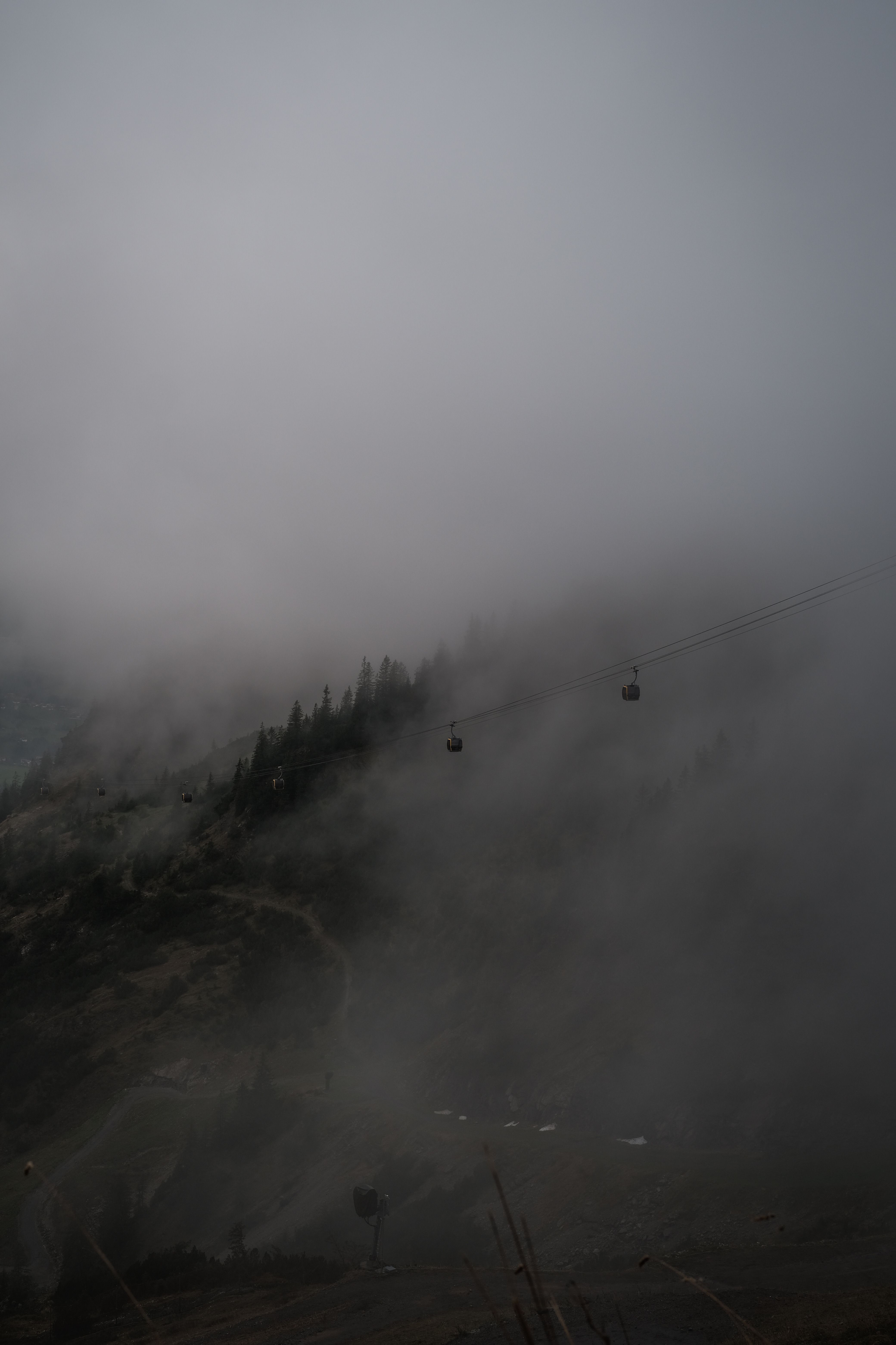 Mystic Fog Over Mountain Cable Car Ride · Free Stock Photo