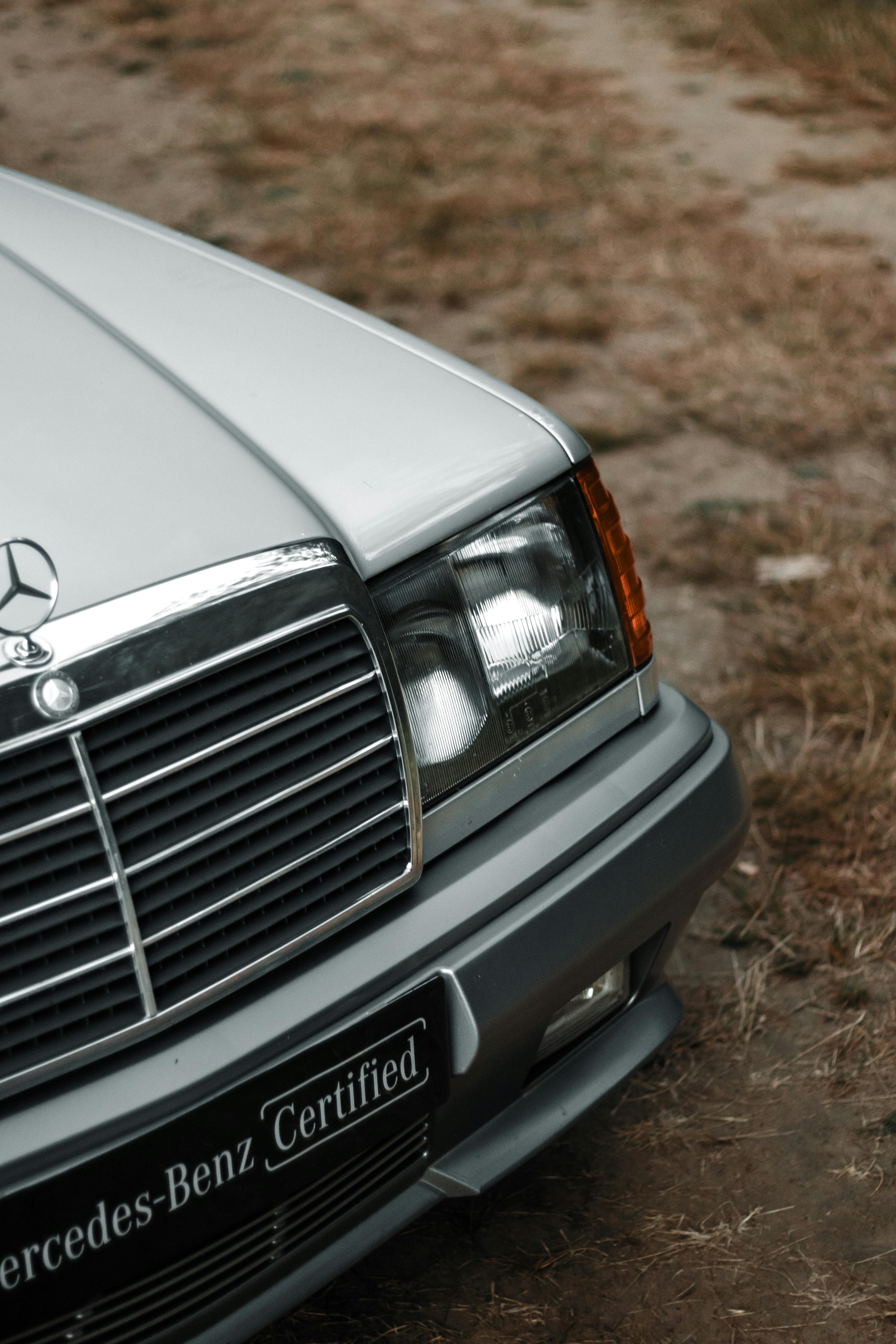 Classic Mercedes-Benz Car Front View Outdoors · Free Stock Photo