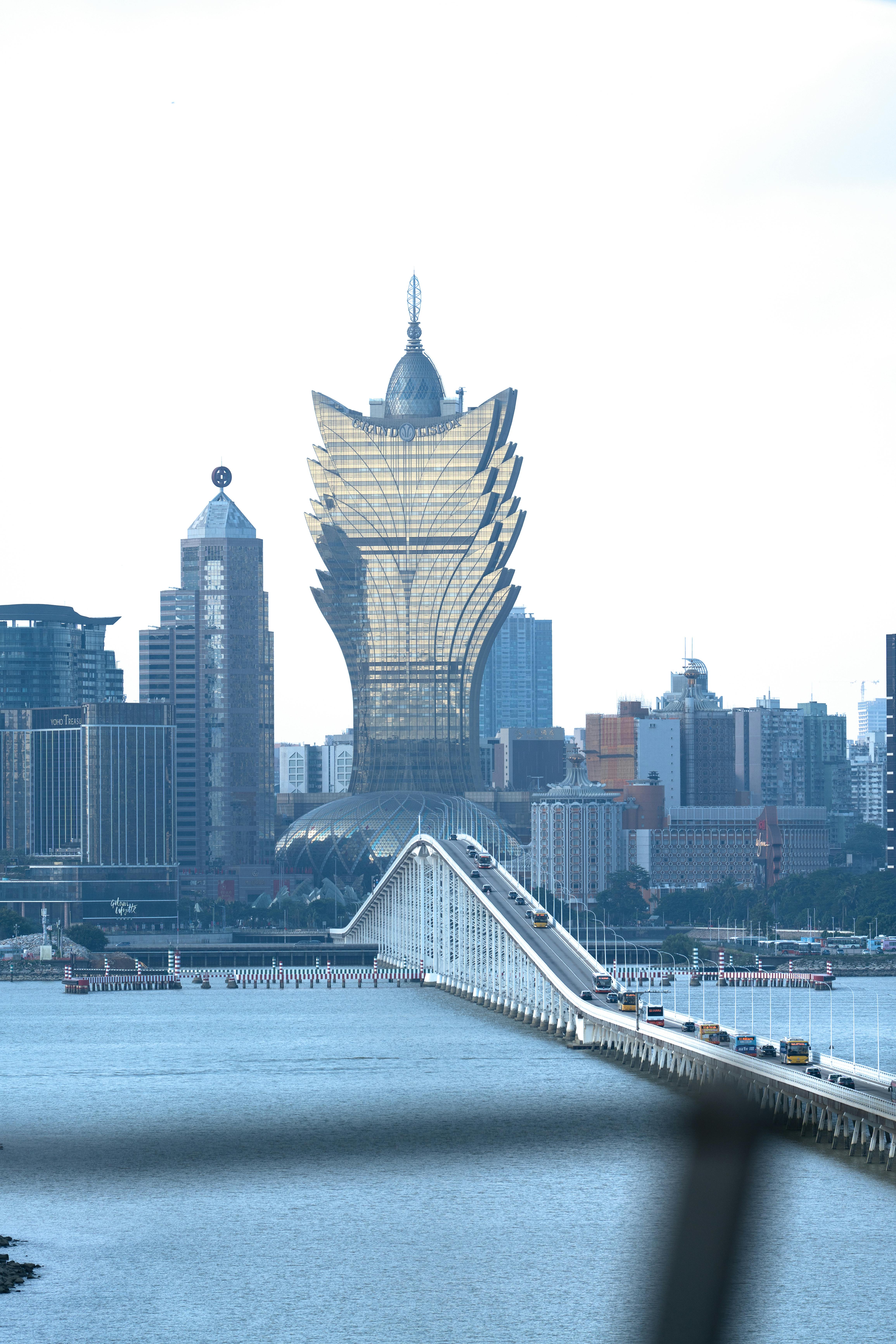 Stunning Night View of Macau Skyline with Illuminated Hotels · Free ...