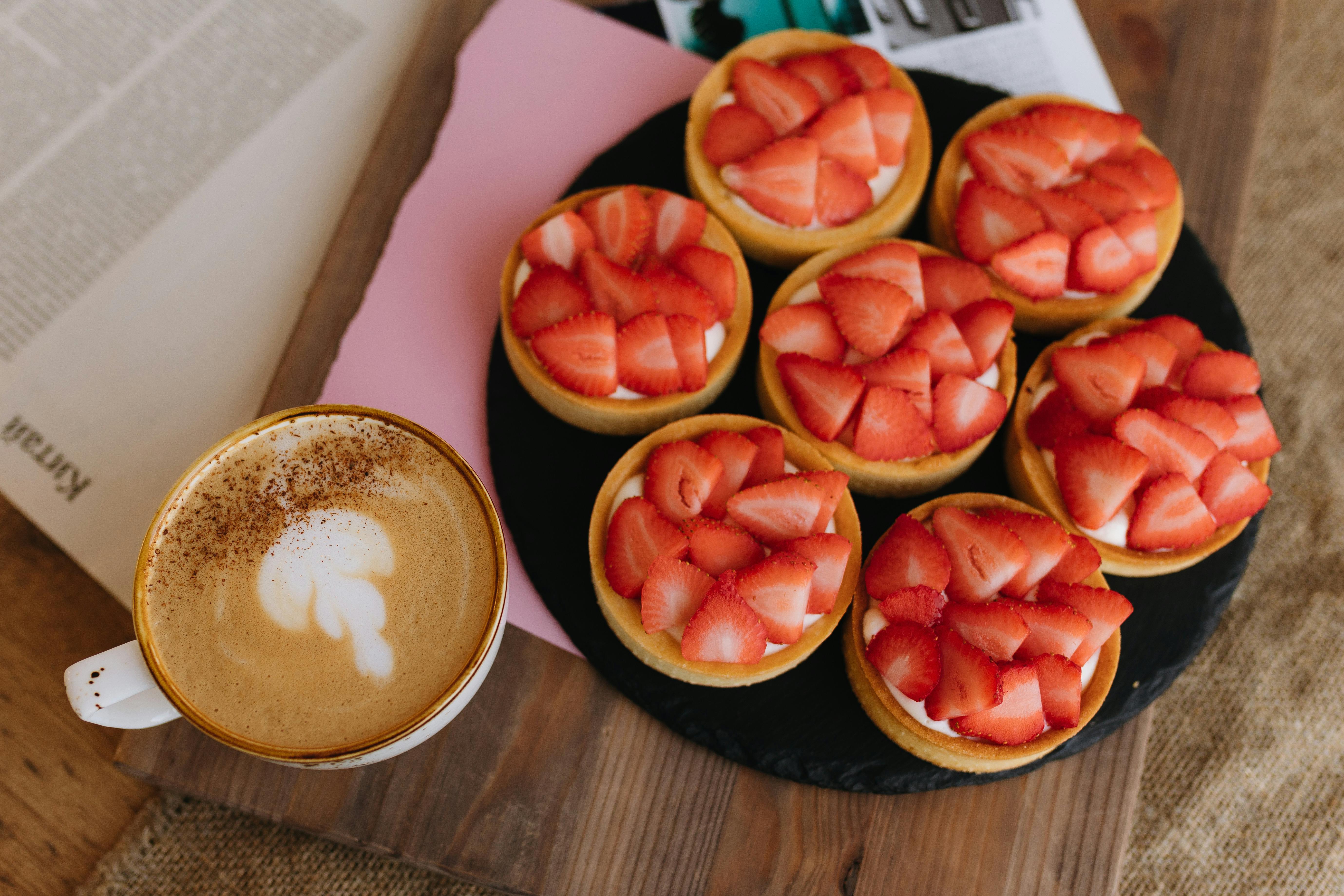 Delicious Strawberry Tartlets with Coffee Latte · Free Stock Photo