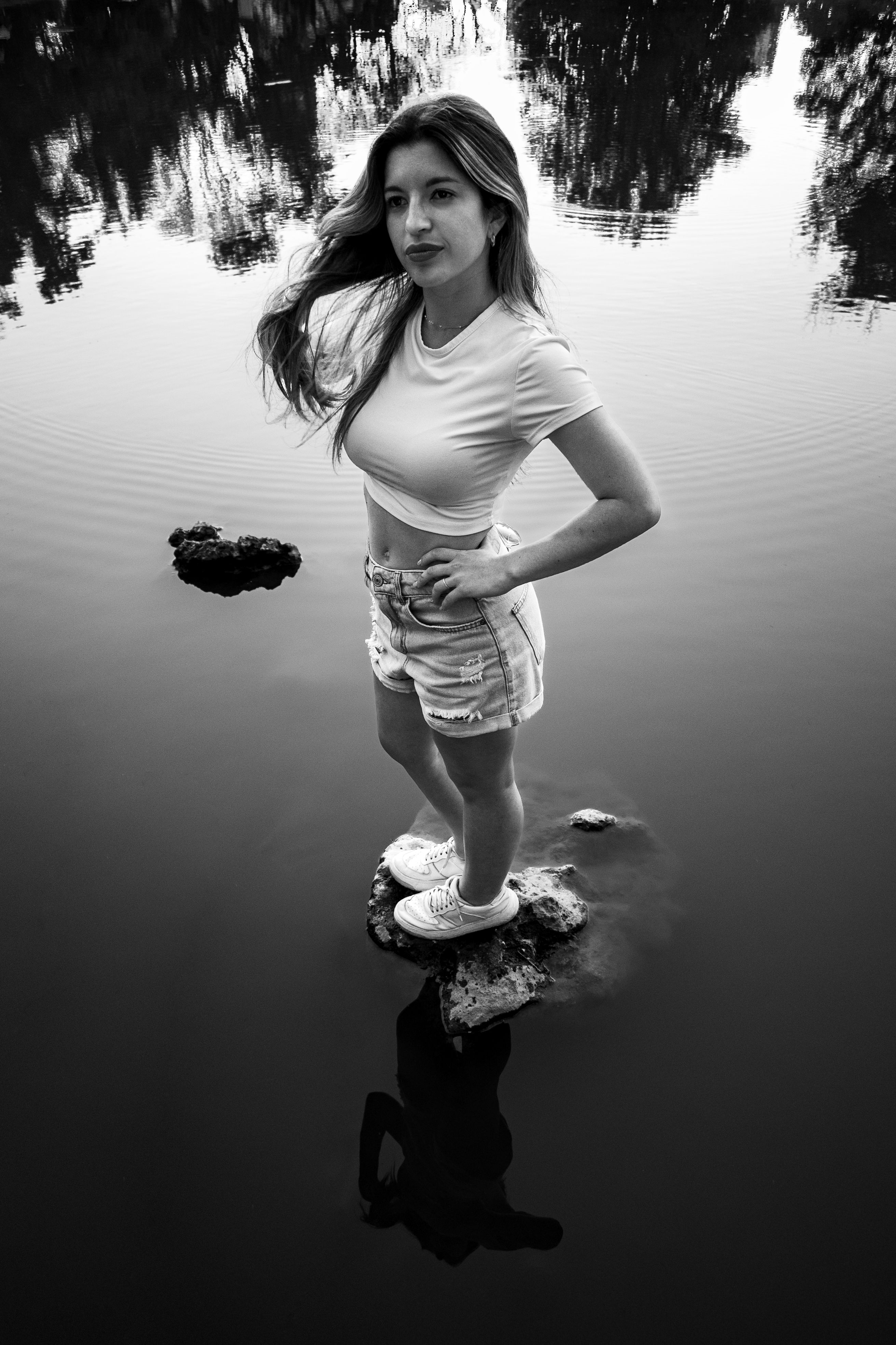 Elegant Reflection Portrait in Monochrome · Free Stock Photo