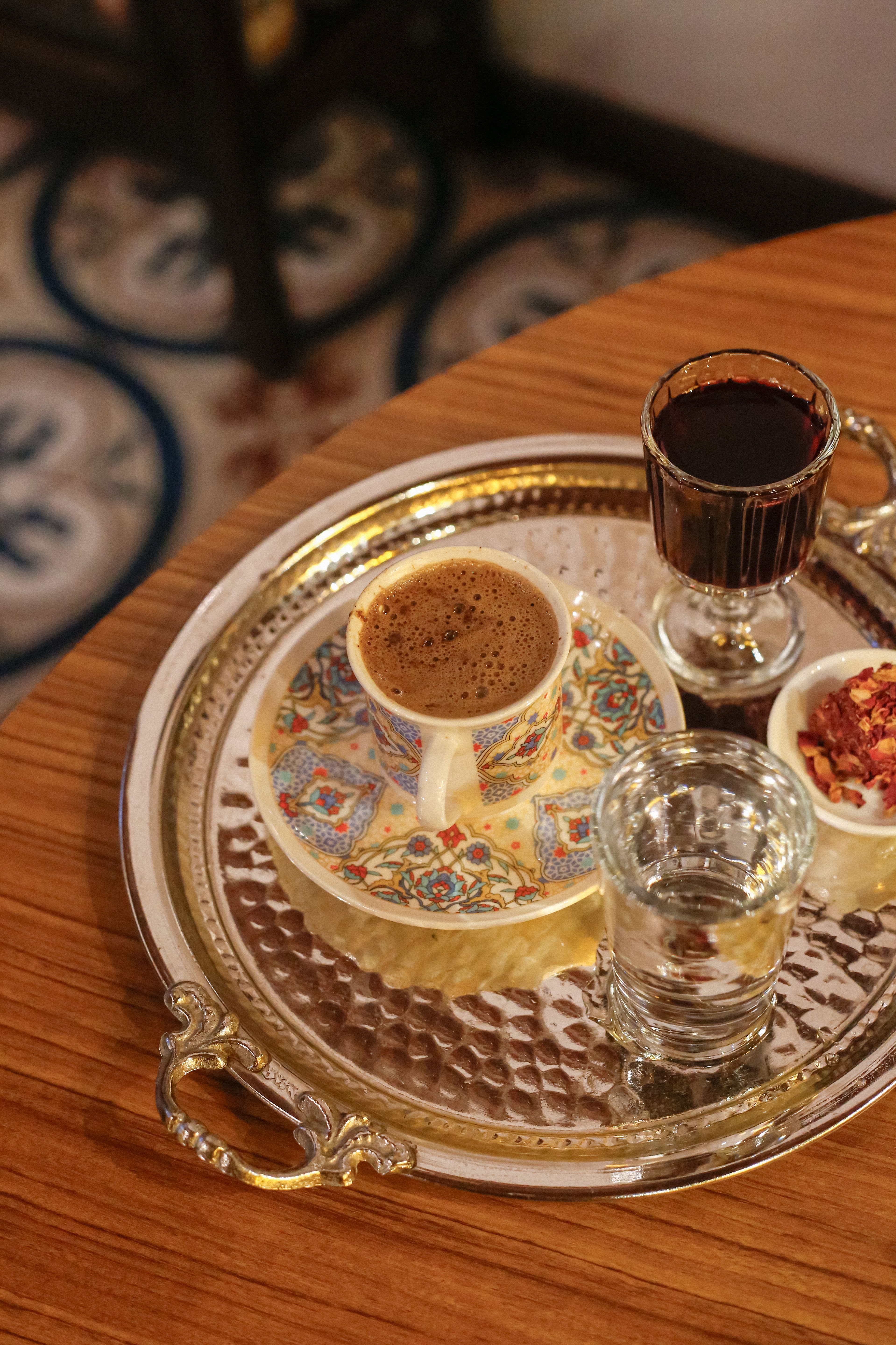 Traditional Coffee Service on Ornate Tray · Free Stock Photo