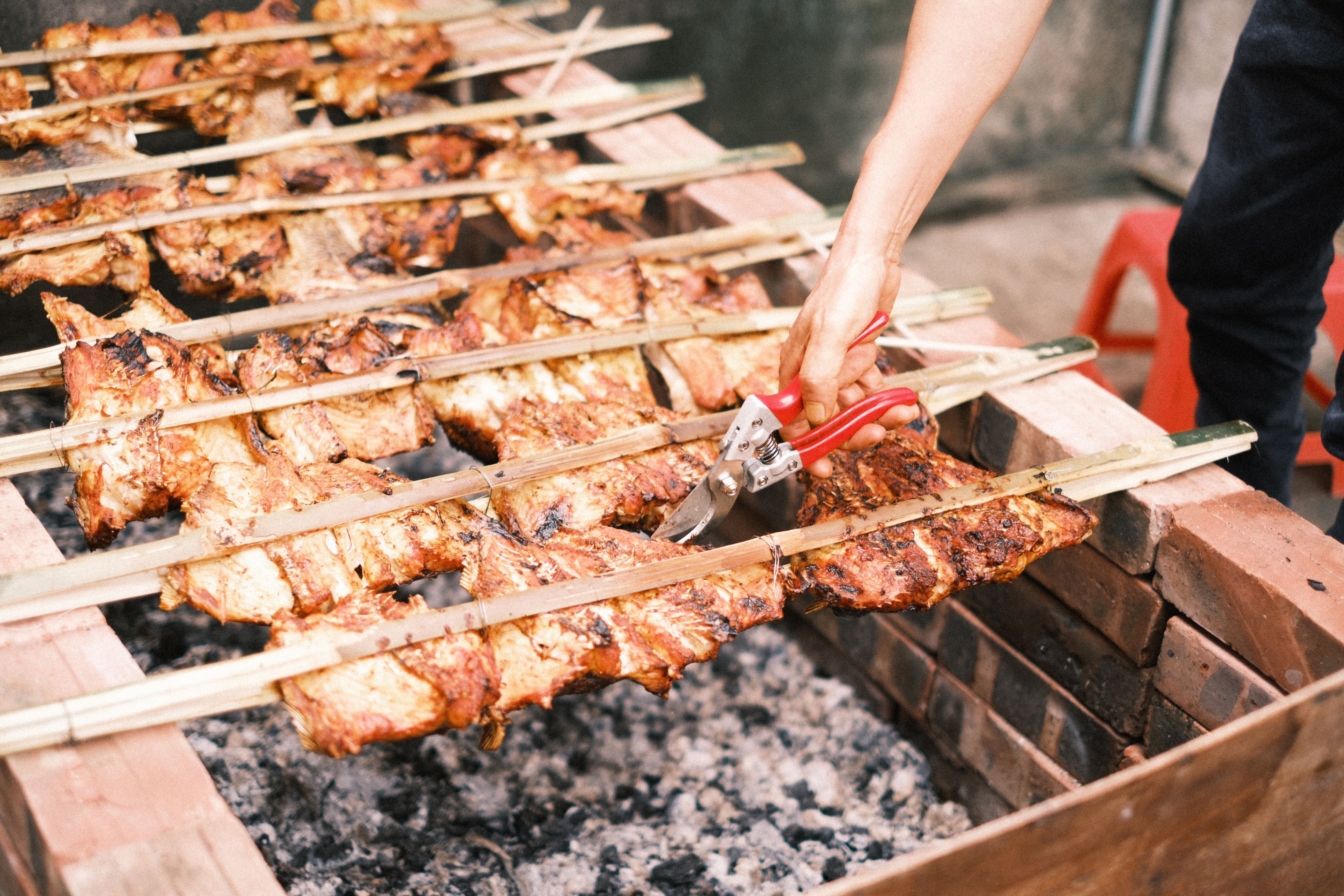 Grilled Meat BBQ Cooking Outdoors Closeup · Free Stock Photo