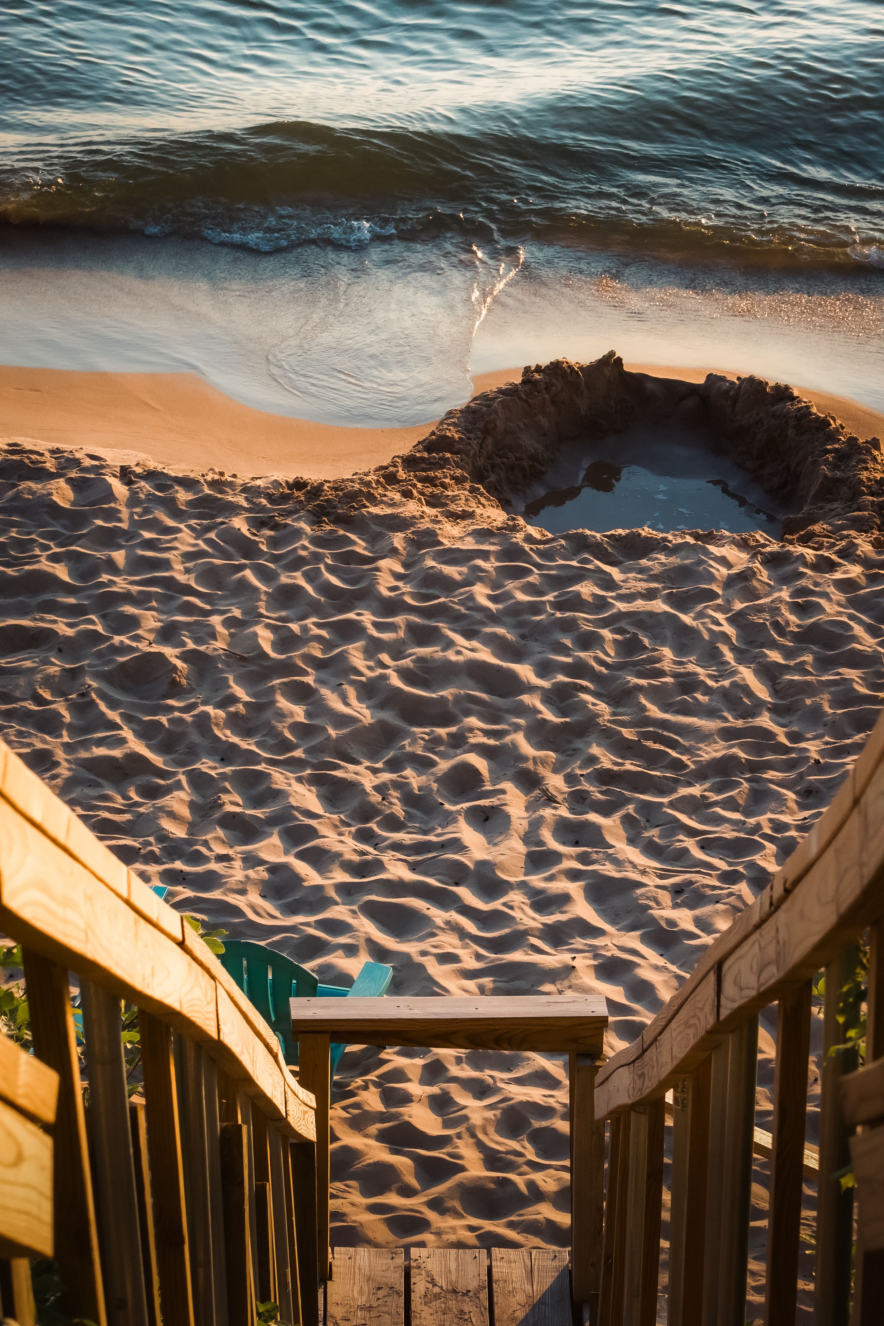 Wooden Stairs Leading to Sunny Beach Shoreline · Free Stock Photo