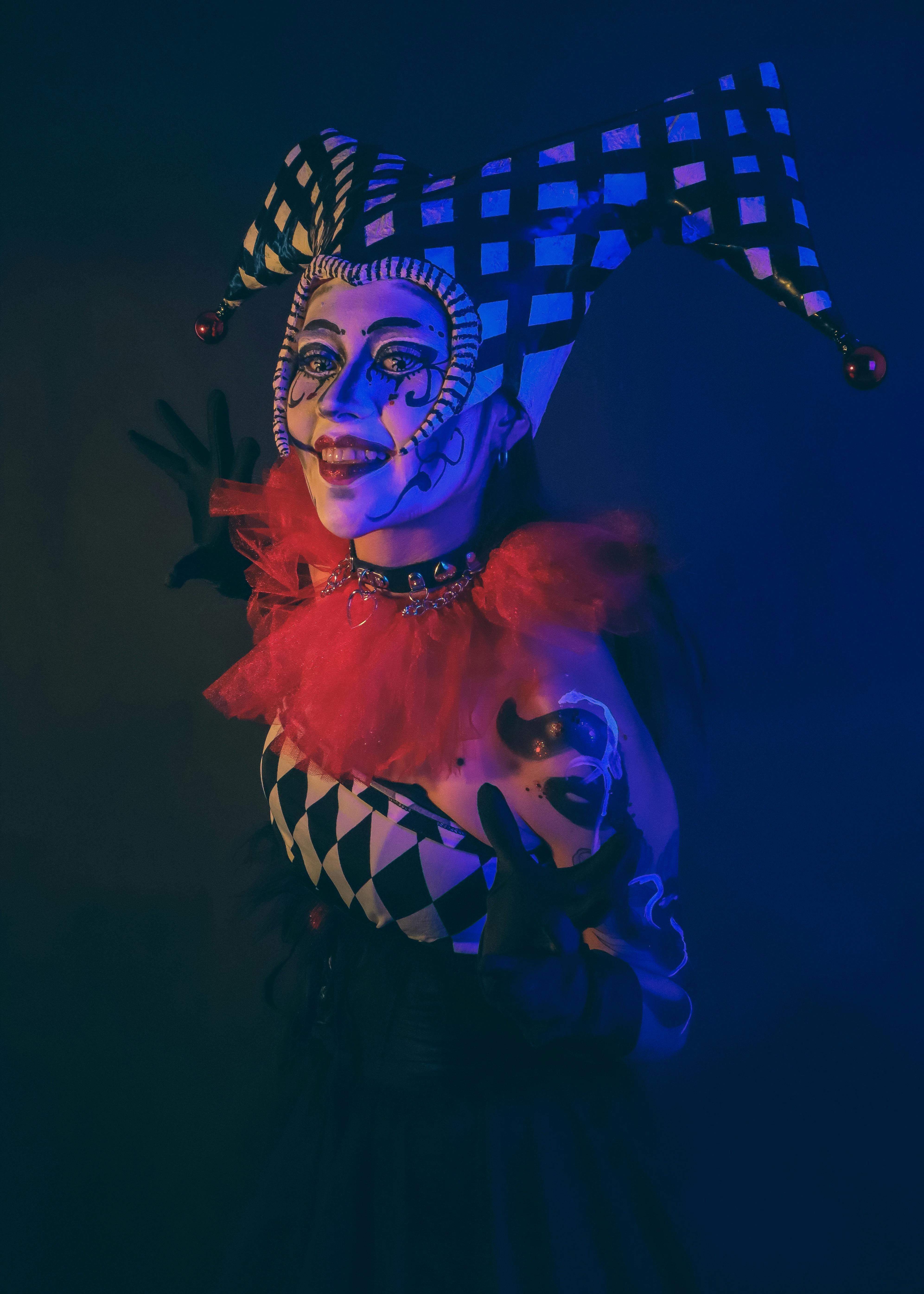 Fantasy Jester in Dramatic Halloween Costume · Free Stock Photo