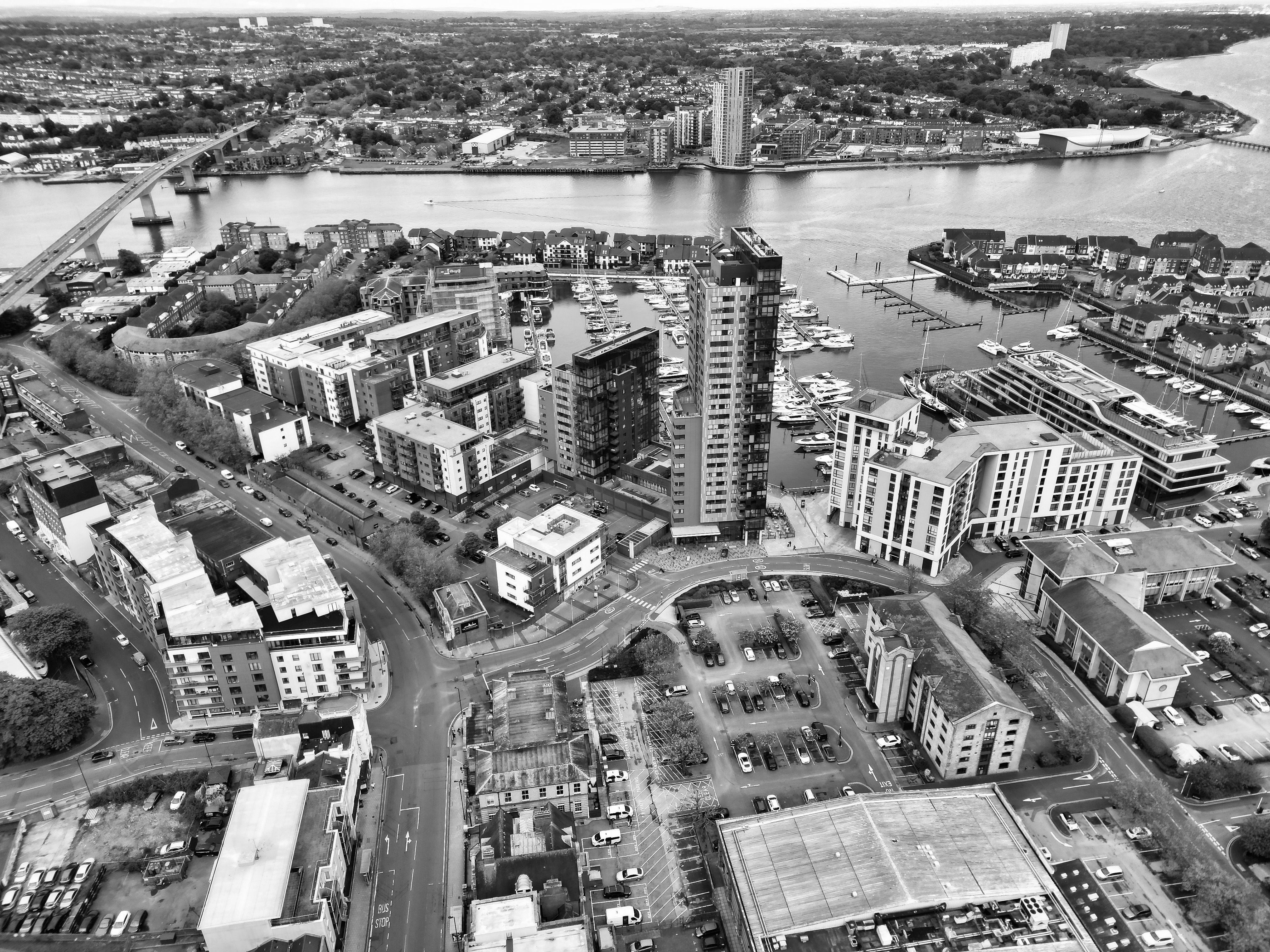 Aerial View of Southampton Marina and Cityscape · Free Stock Photo