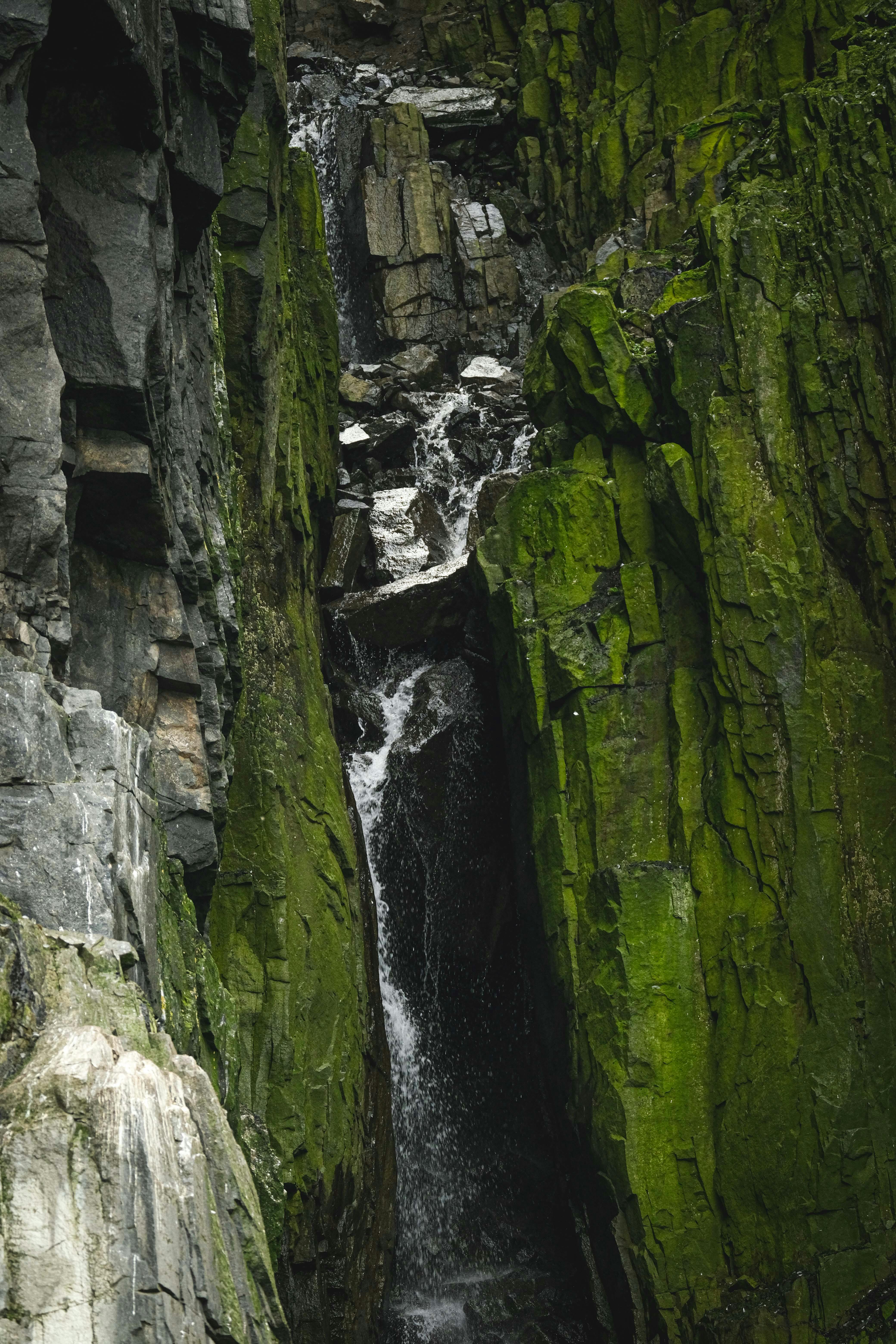 Majestic Waterfall in Lush Green Gorge · Free Stock Photo