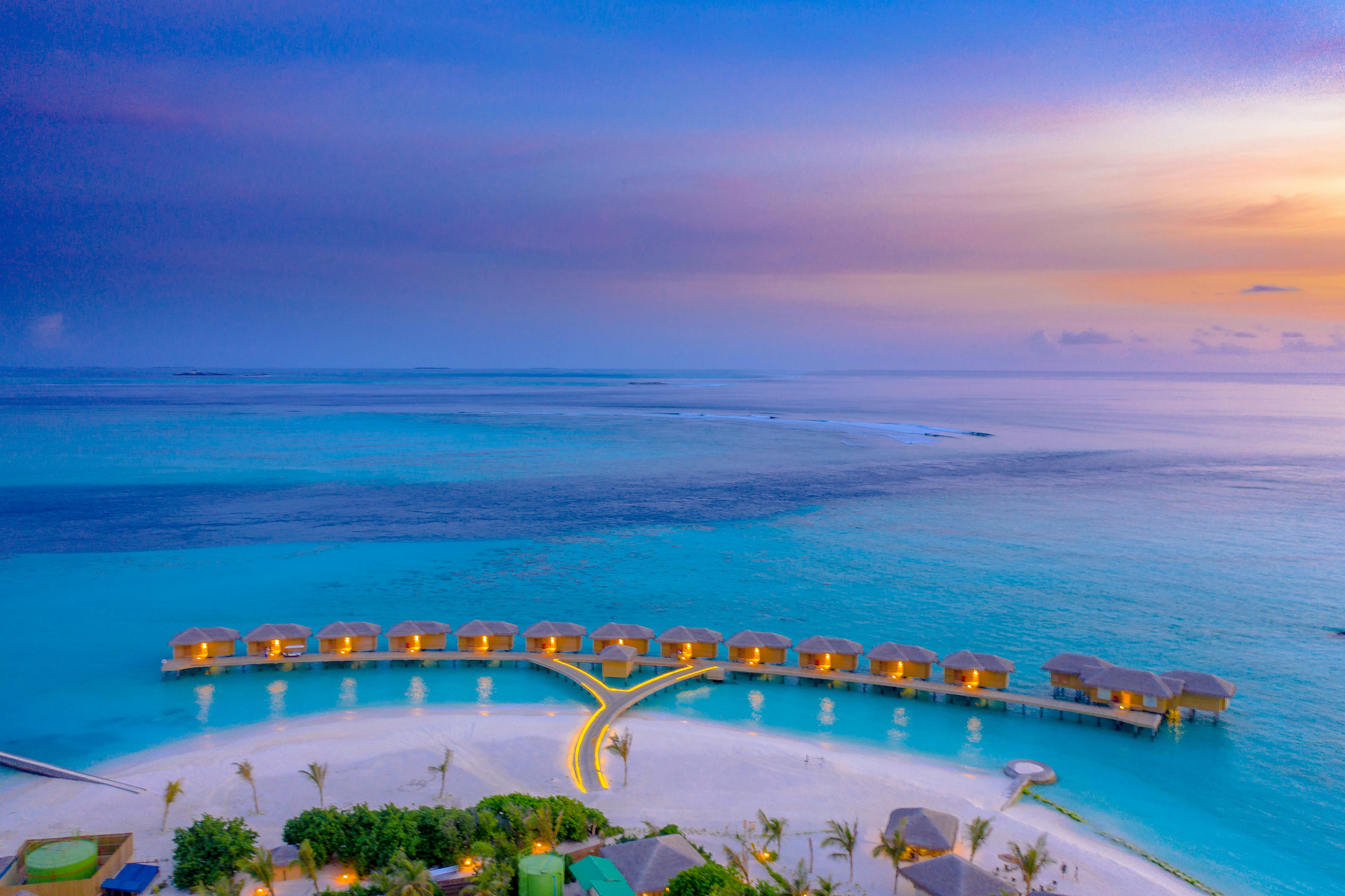 Stunning Aerial View of Maldives Overwater Bungalows · Free Stock Photo