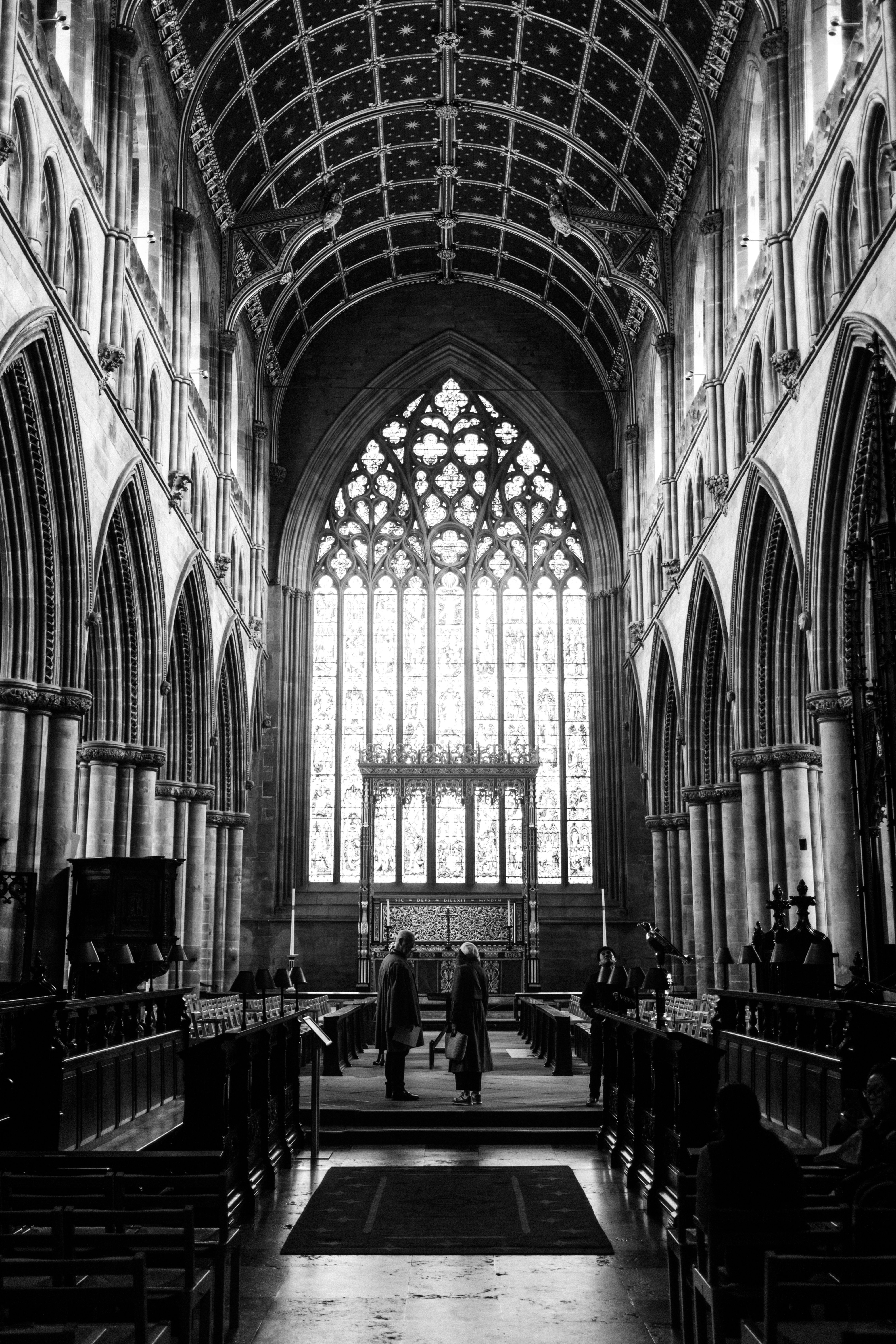 Gothic Cathedral Interior with Stained Glass · Free Stock Photo