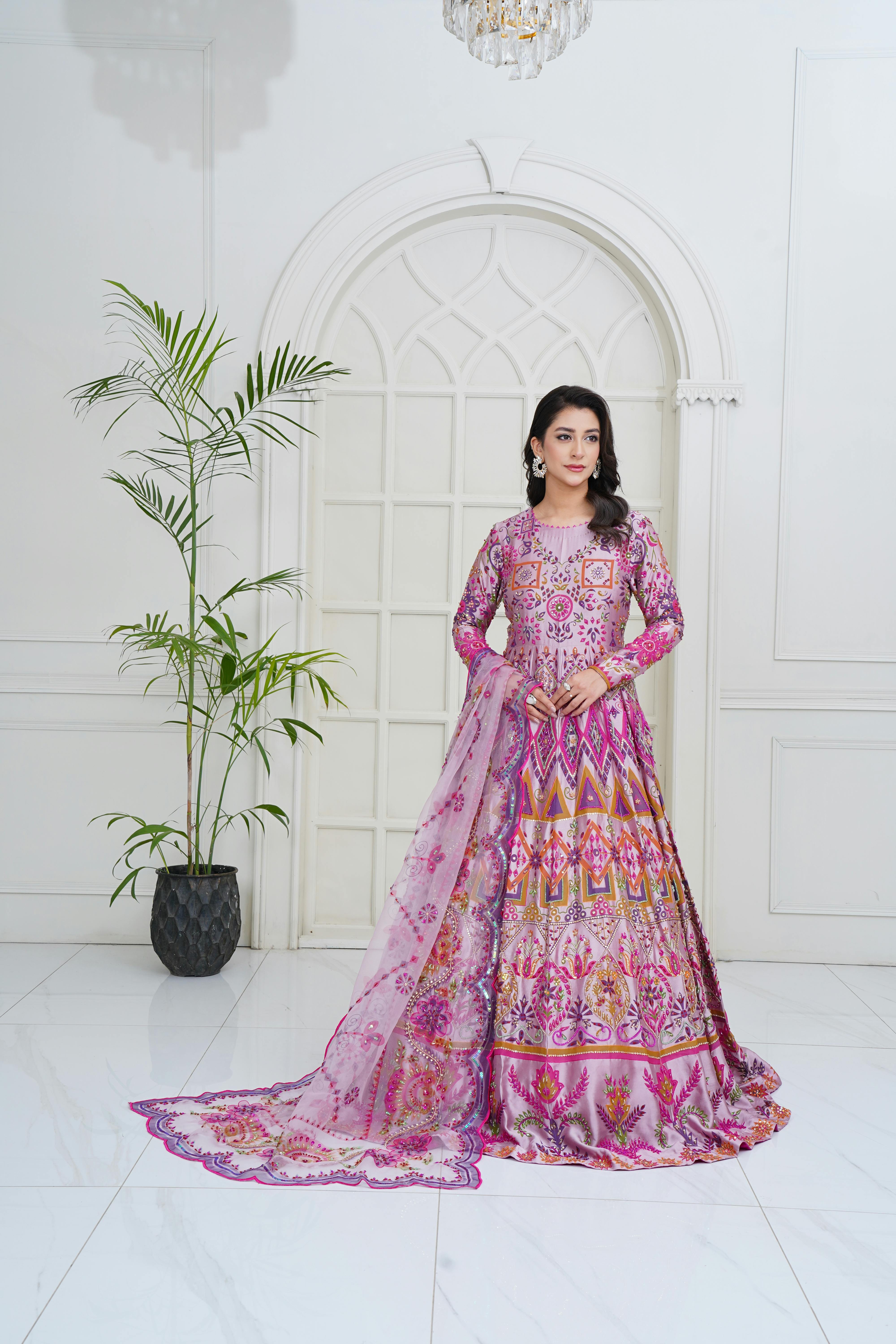 Elegante Modelo Del Sur De Asia Con Un Vestido Elaborado · Foto de ...