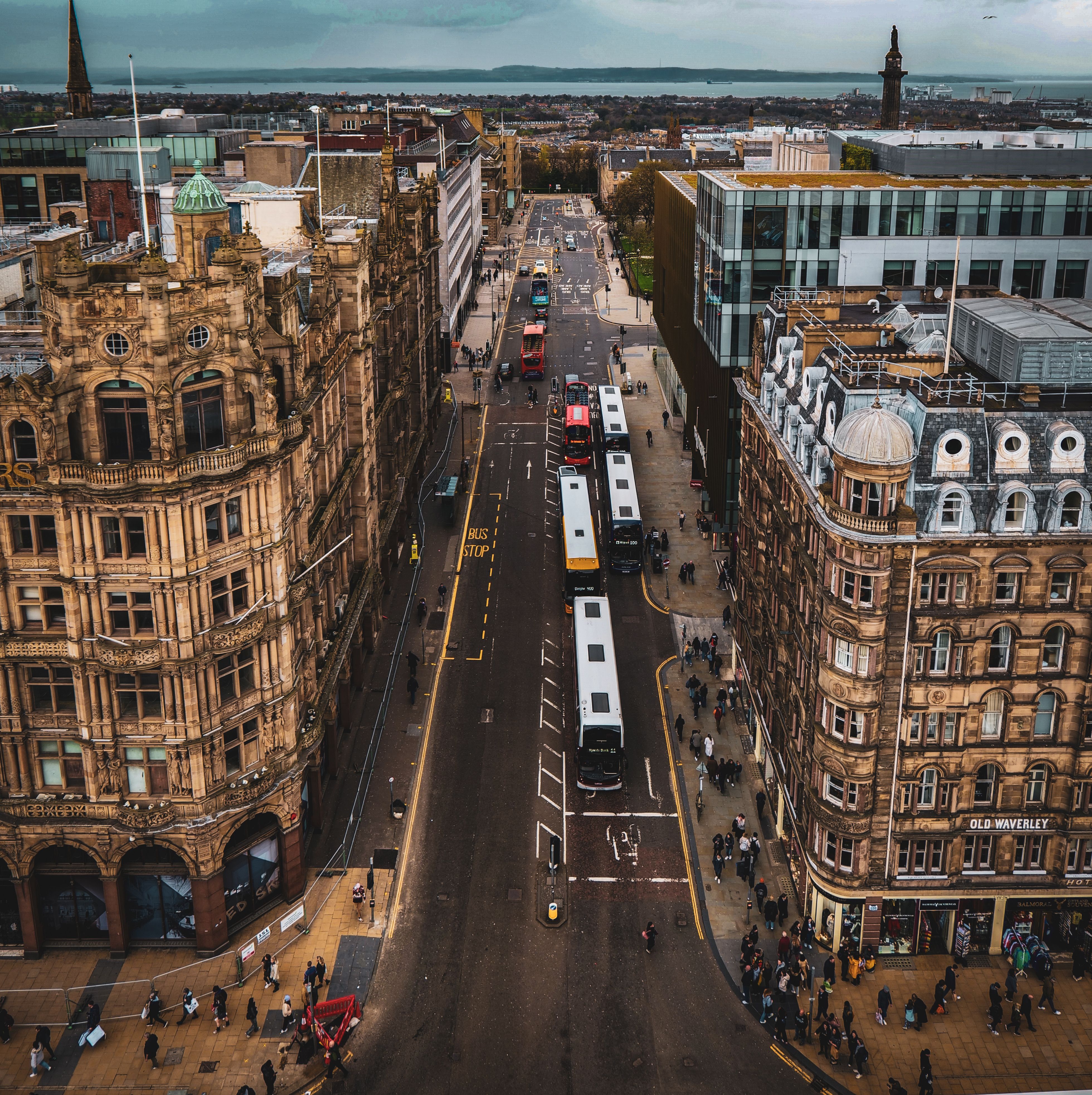 Aerial View of Edinburgh's Historic Princes Street · Free Stock Photo