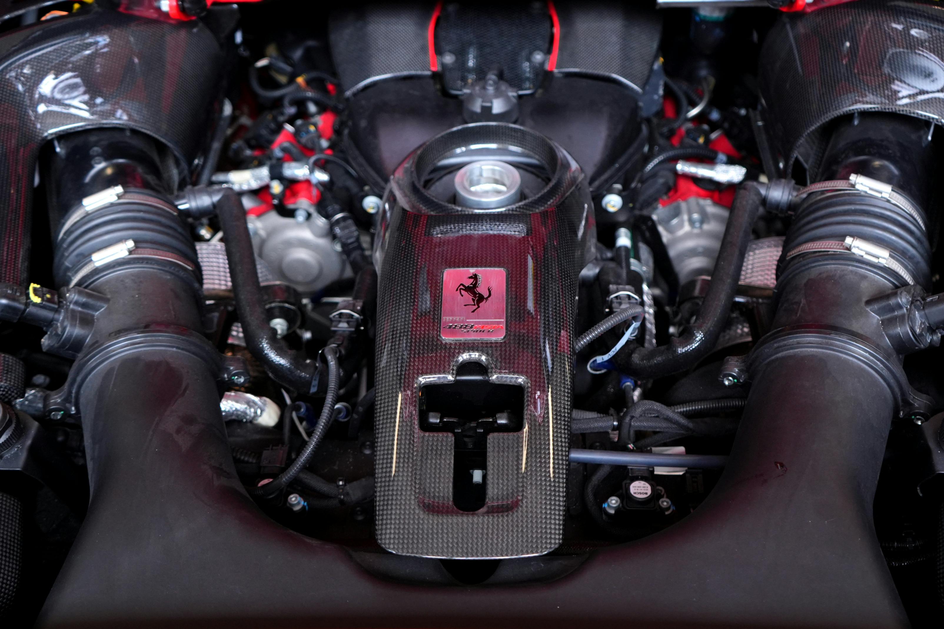 Close-up of Ferrari Engine Parts in Detail · Free Stock Photo