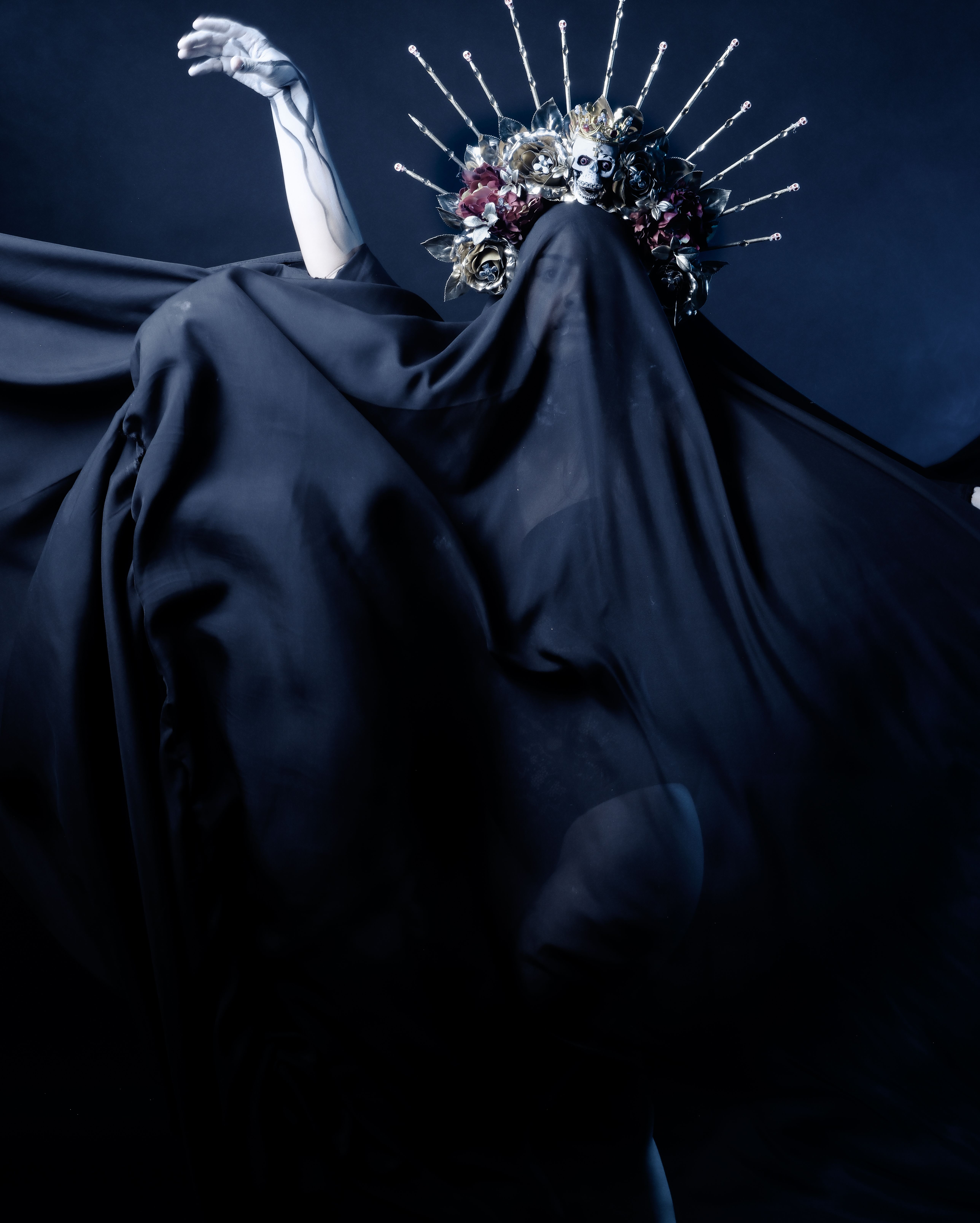 Dramatic Gothic Cosplay with Dark Veil and Crown · Free Stock Photo