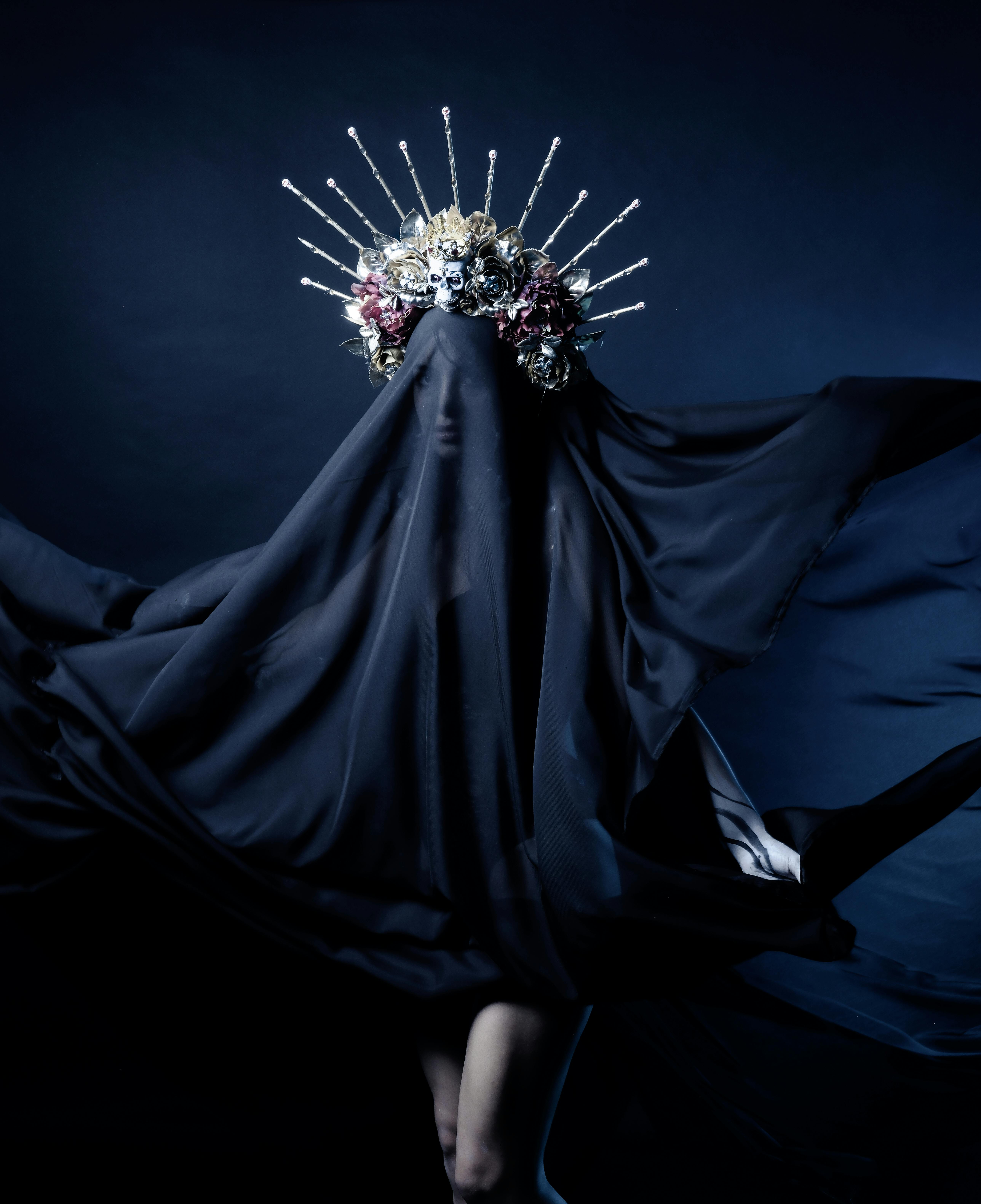 Mysterious Figure with Dark Veil and Decorative Headpiece · Free Stock ...