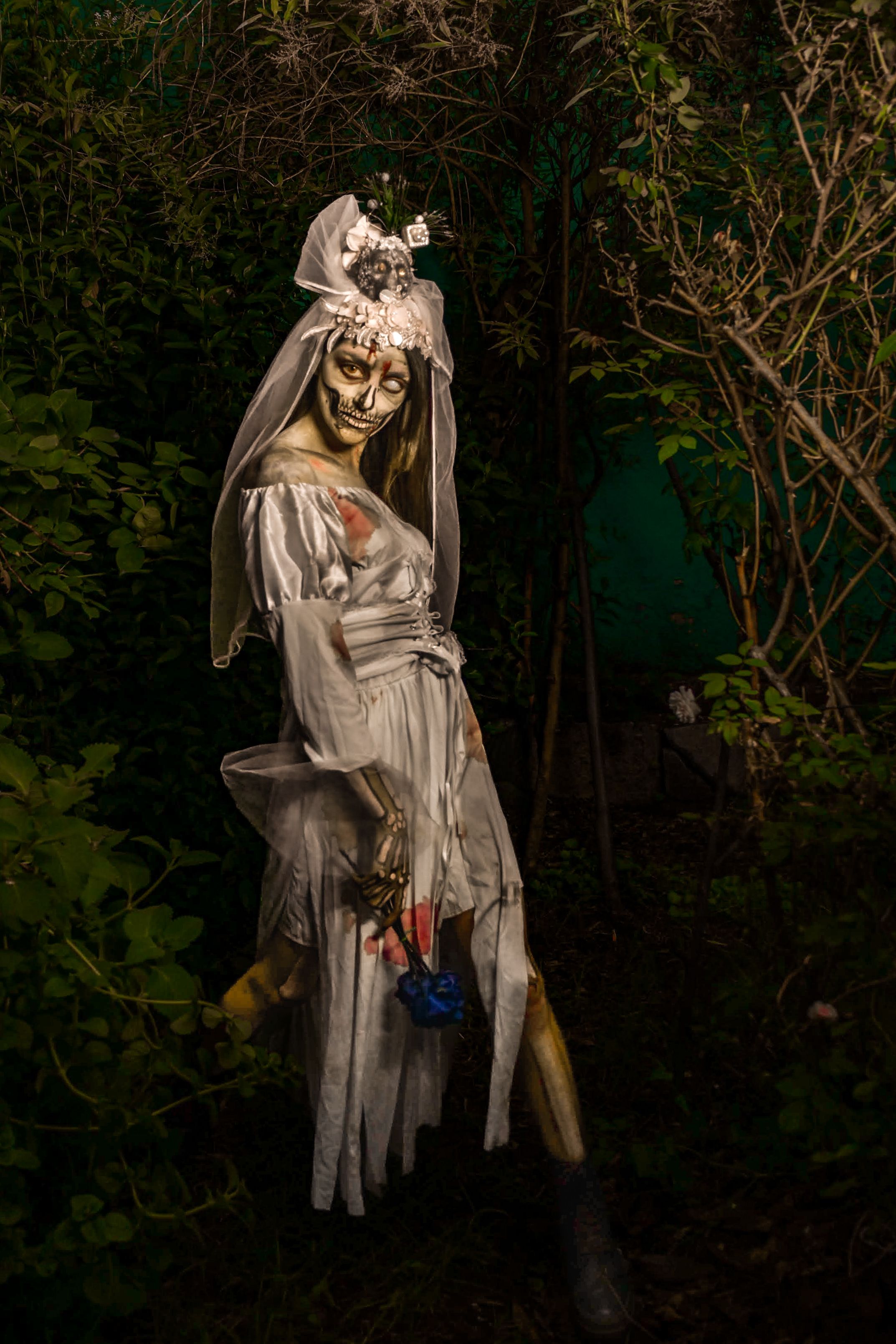 Spooky Halloween Costume in Dark Forest · Free Stock Photo