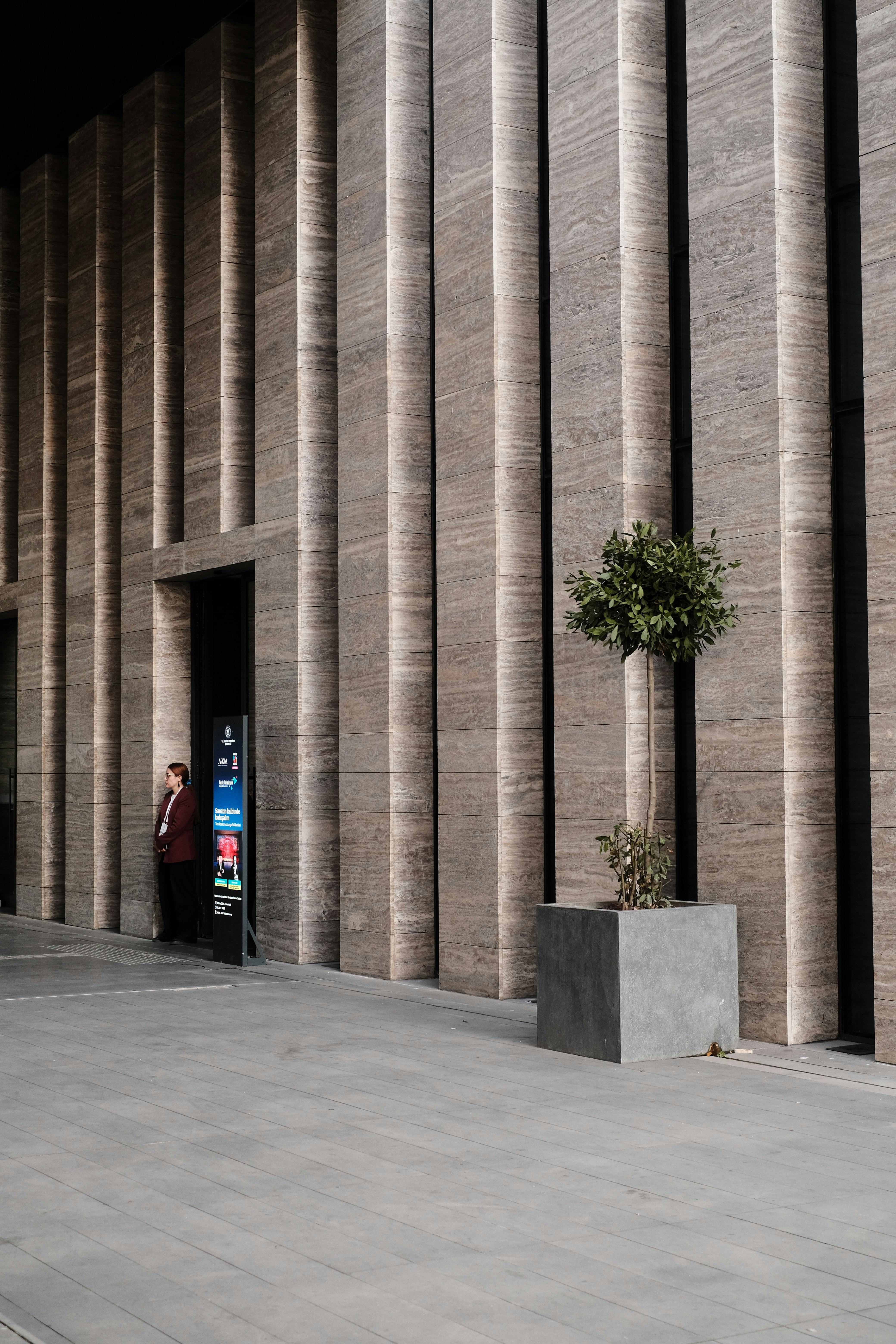 Modern Architectural Facade with Vertical Columns · Free Stock Photo