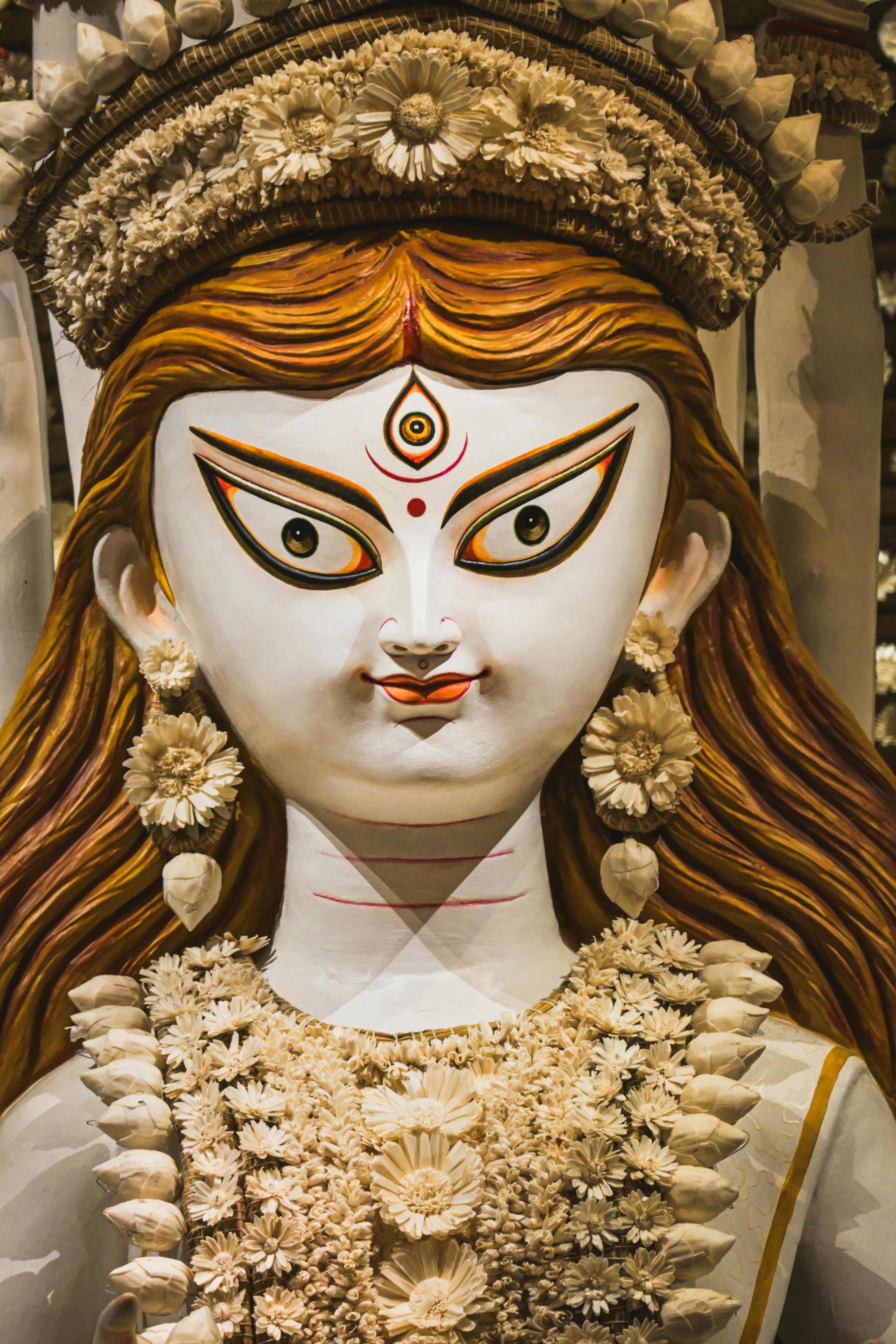 Majestic Goddess Durga Idol During Durga Puja · Free Stock Photo