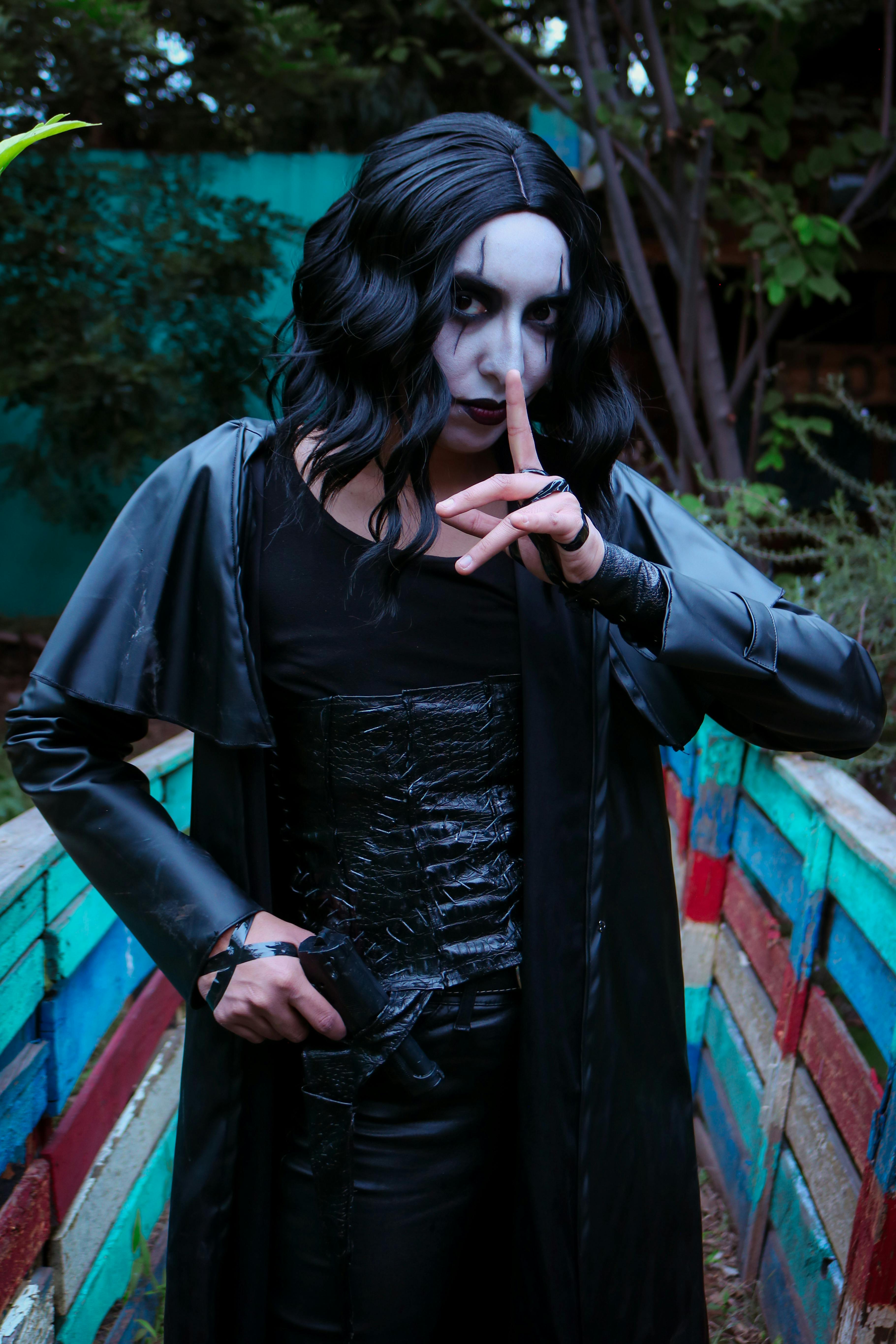 Mysterious Gothic Figure in Dark Costume Outdoors · Free Stock Photo