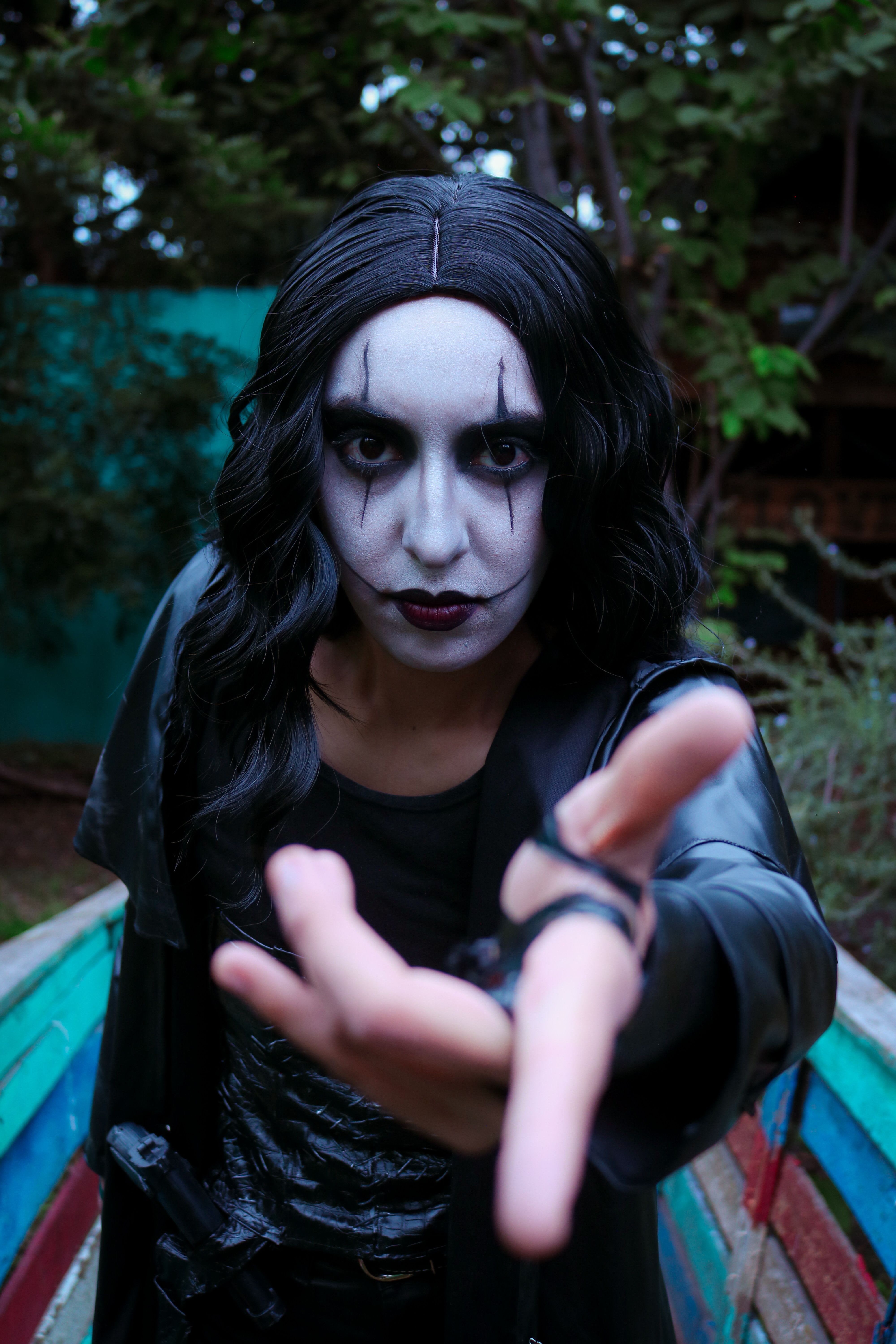 Gothic Character Extending Hand Outdoors · Free Stock Photo